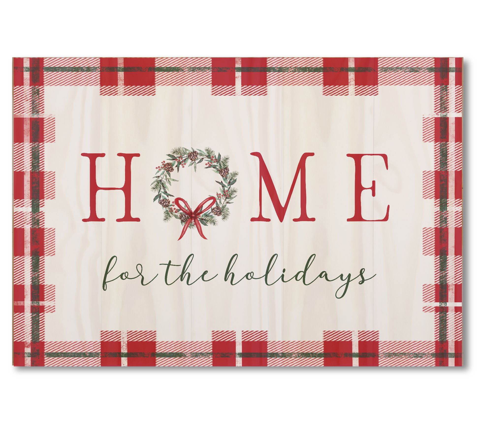 Courtside Market Home Red Plaid 12x18 Wood Sign - QVC.com