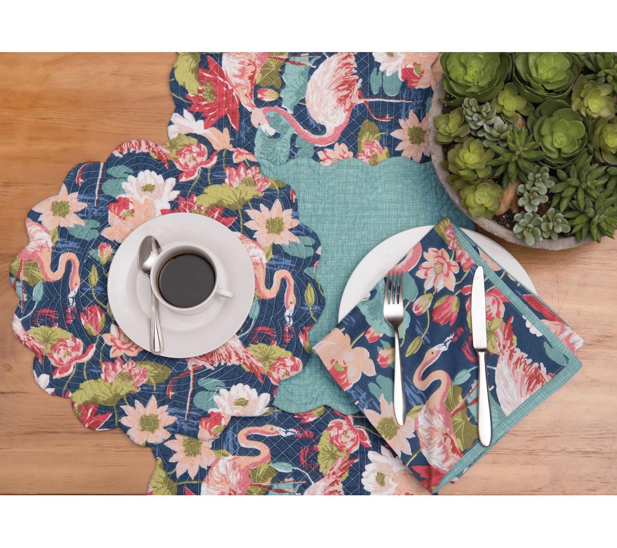 14" x 51" Flamingo Lagoon Table Runner by Valerie - QVC.com