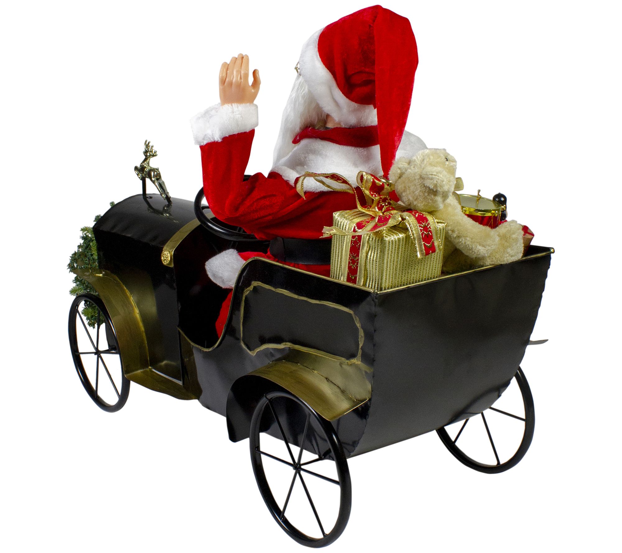 Northlight 33" Santa Delivering Presents in Vintage Car Decor - QVC.com