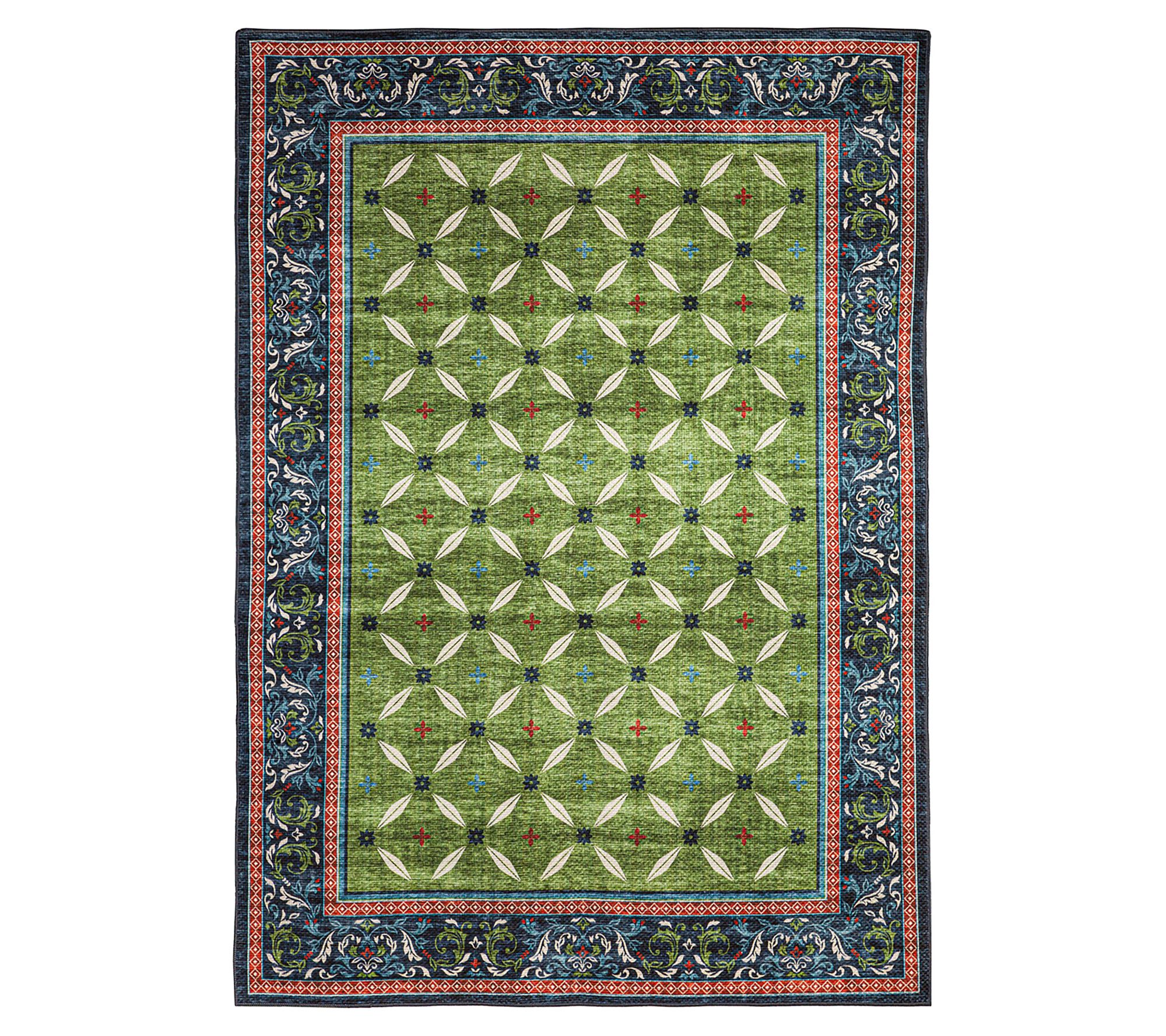 Evergreen Aruba Green 5'x7' In/Out Border Washable Rug - QVC.com
