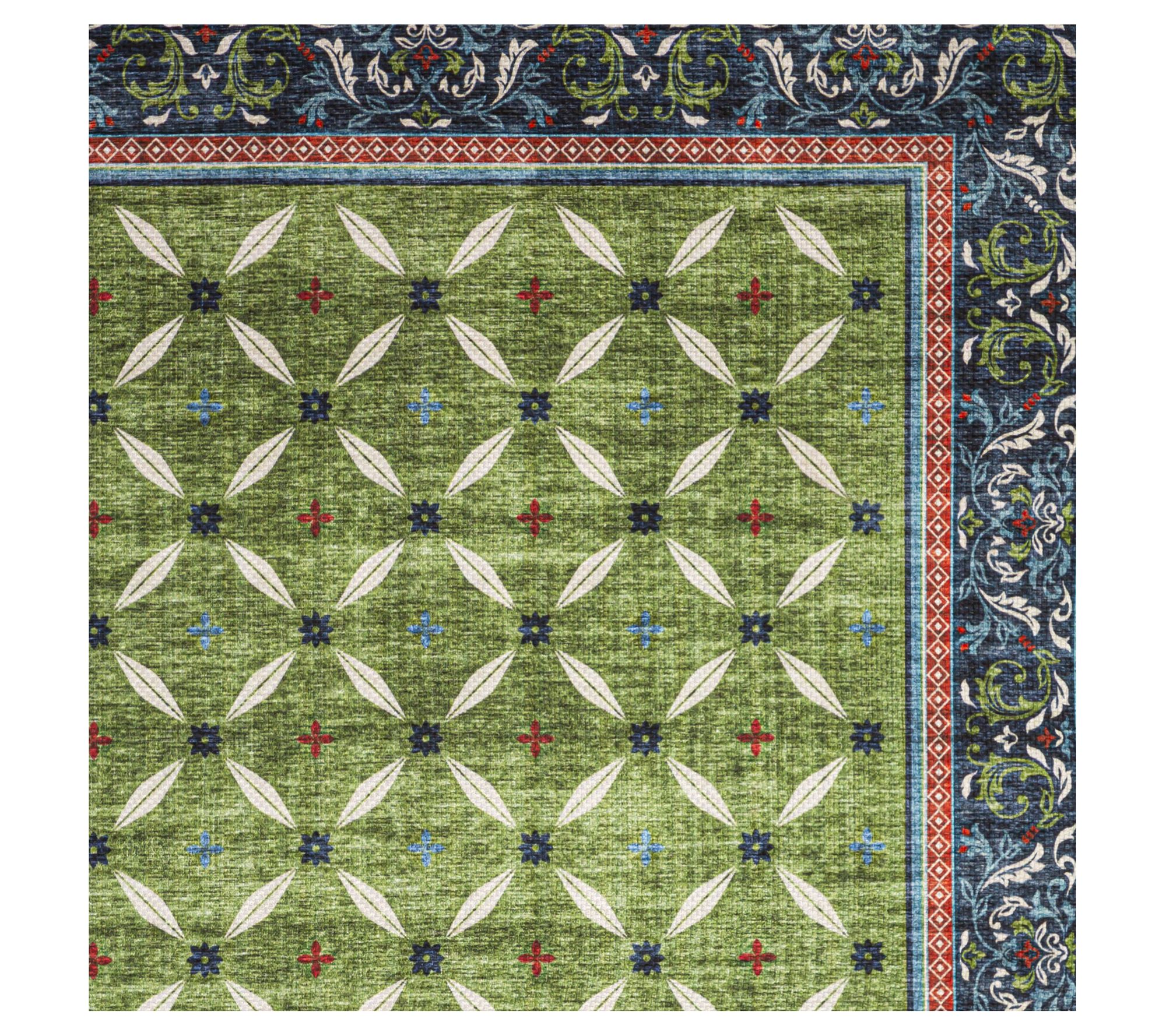 Evergreen Aruba Green 5'x7' In/Out Border Washable Rug - QVC.com