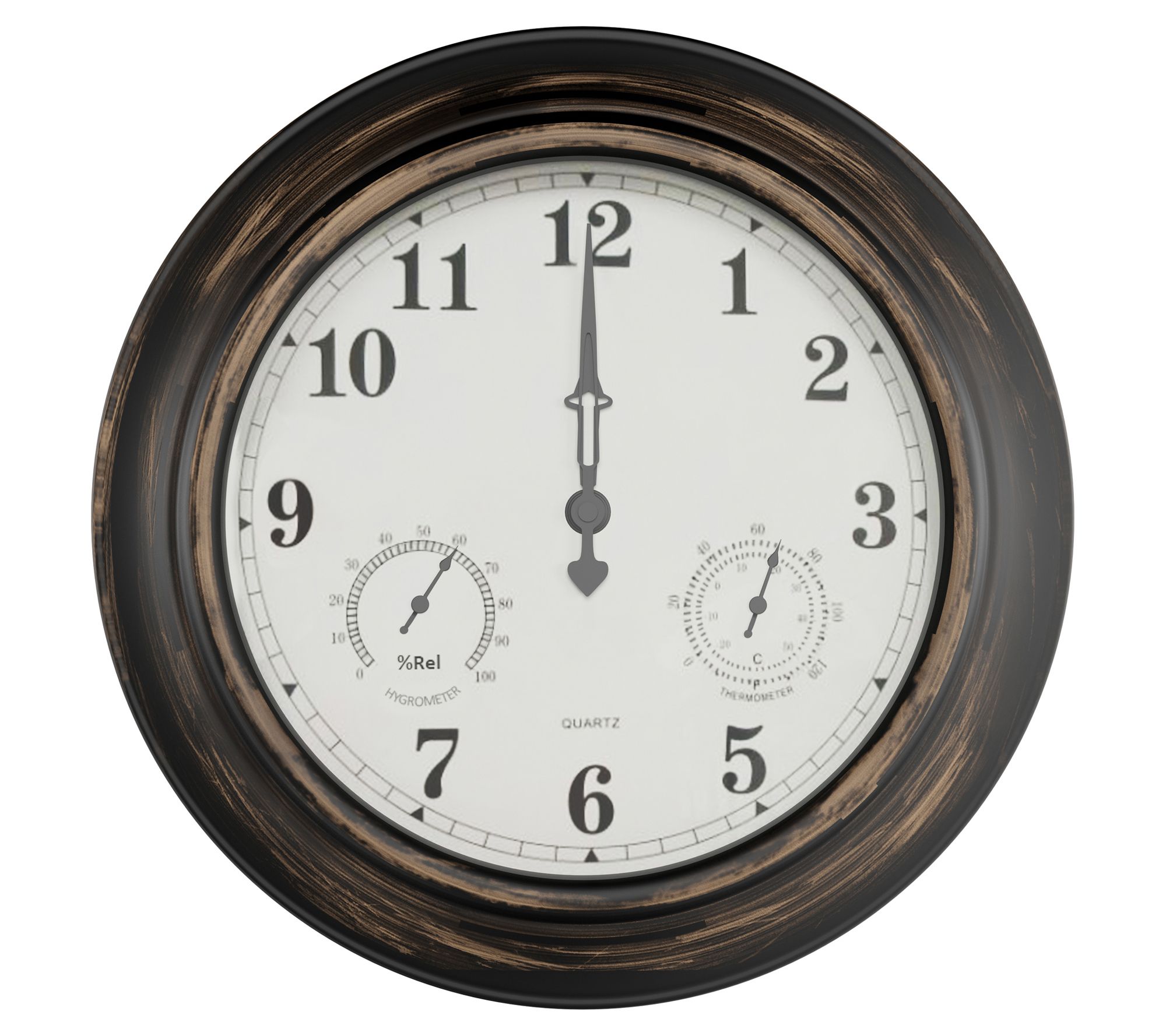 Pure Garden 18" Quartz Indoor Outdoor Wall Clock Thermometer - QVC.com