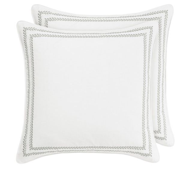 Laura Ashley Stitched Vine Grey European Sham - QVC.com