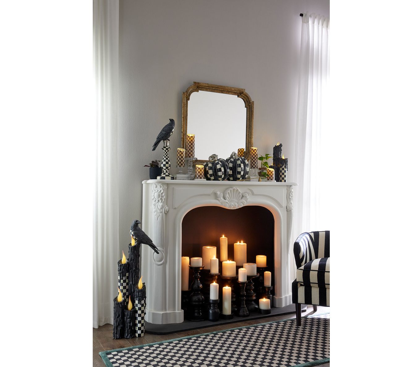 MacKenzie-Childs Courtly Check Jumbo Melting Candle with Crow - QVC.com