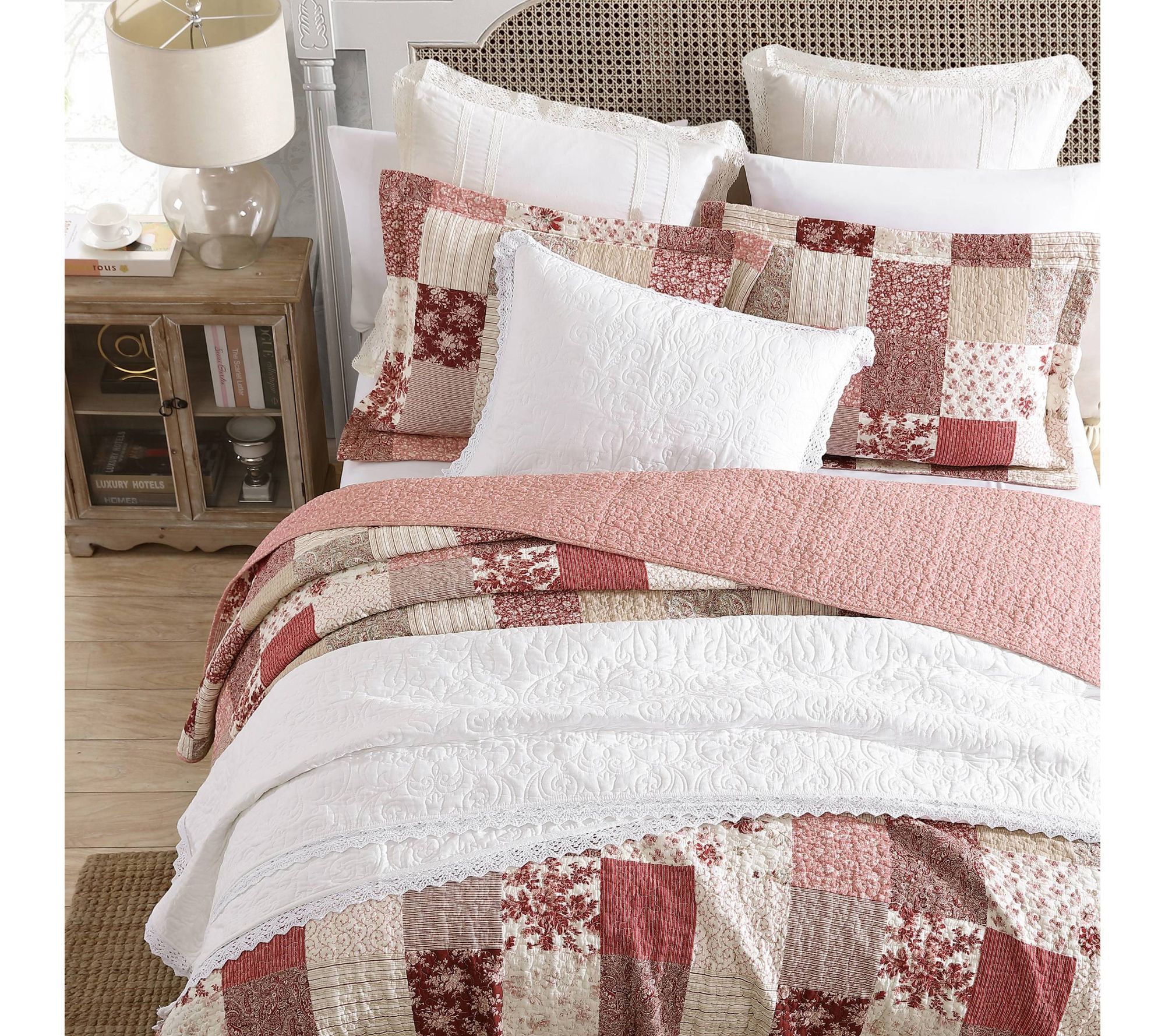 Laura Ashley Celina Patchwork King Quilt Sham Set - QVC.com