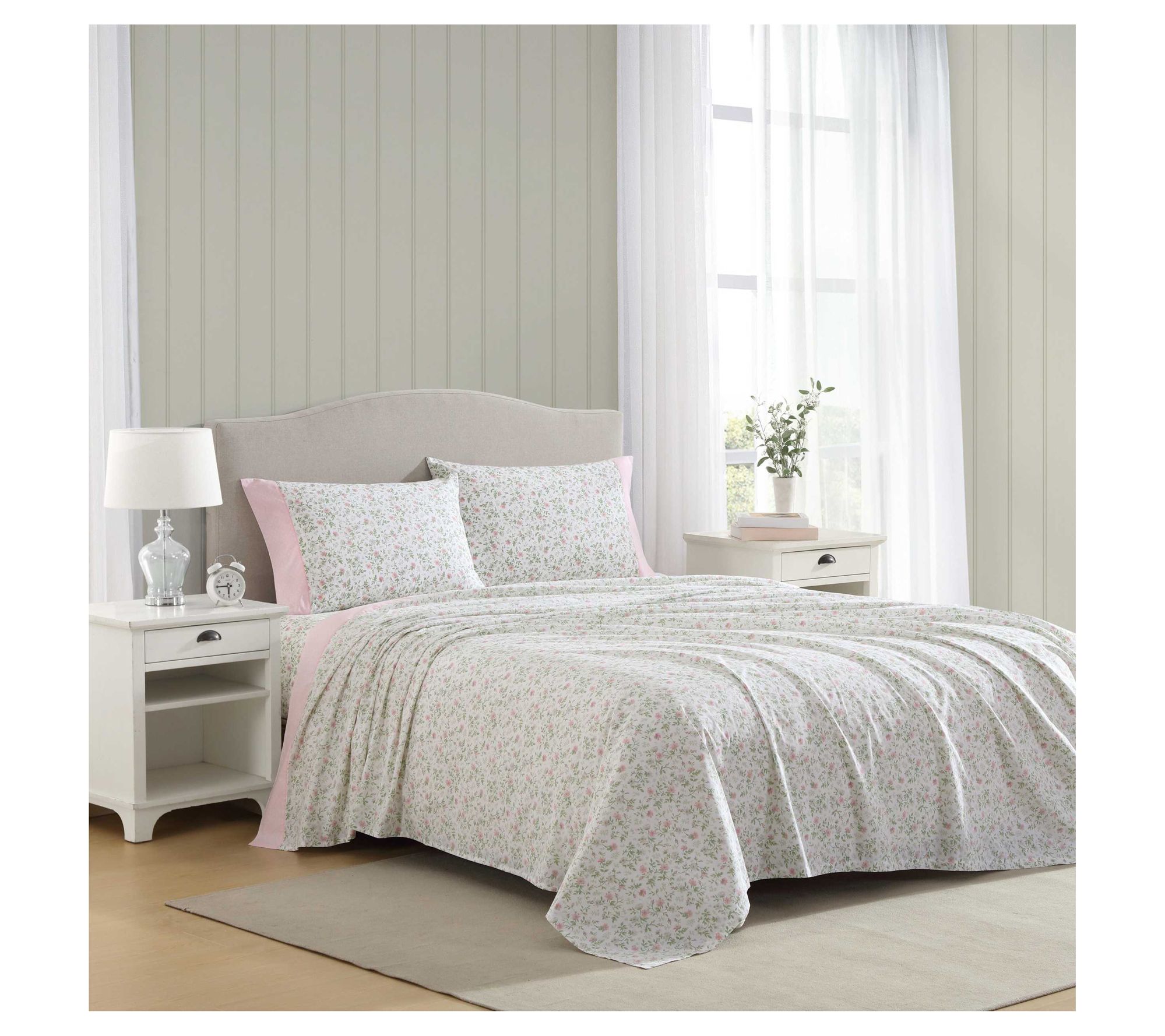 Laura Ashley Bonnie Pretty Pink Twin Sheet Set - QVC.com