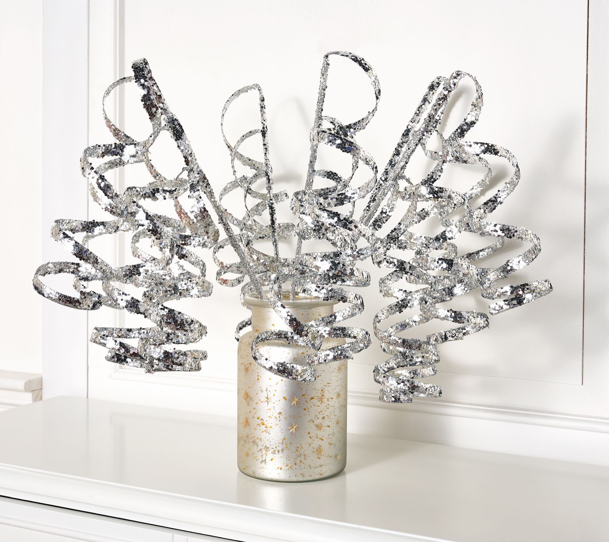 "As Is" Set of 6 Glittered Curly Ribbon Picks -Valerie - QVC.com