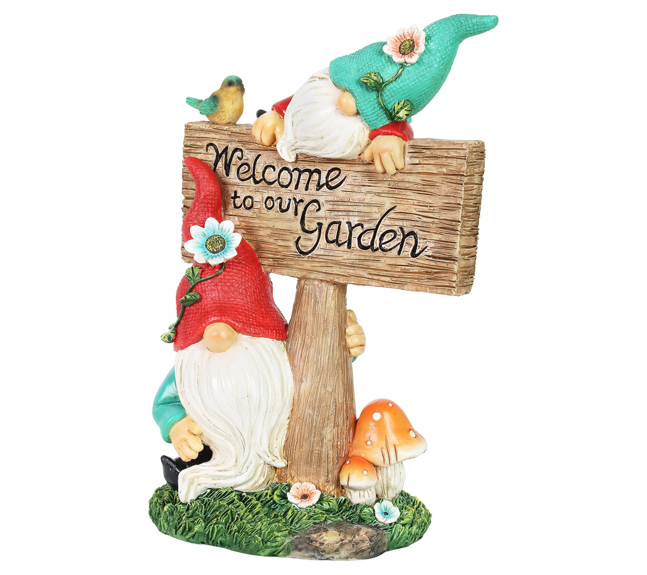 Exhart Two Welcome Sign Gnomes Statuary - QVC.com