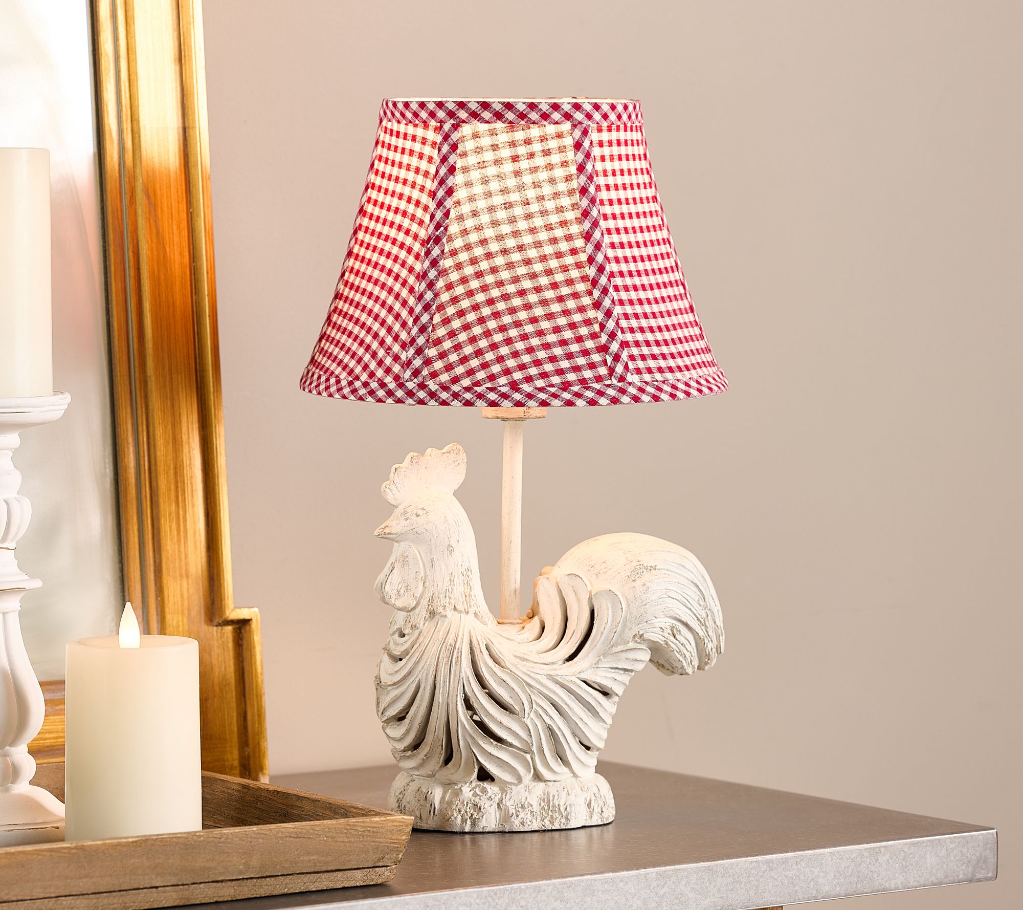 "As Is" Carved Design Rooster Lamp with Shade by Valerie - QVC.com