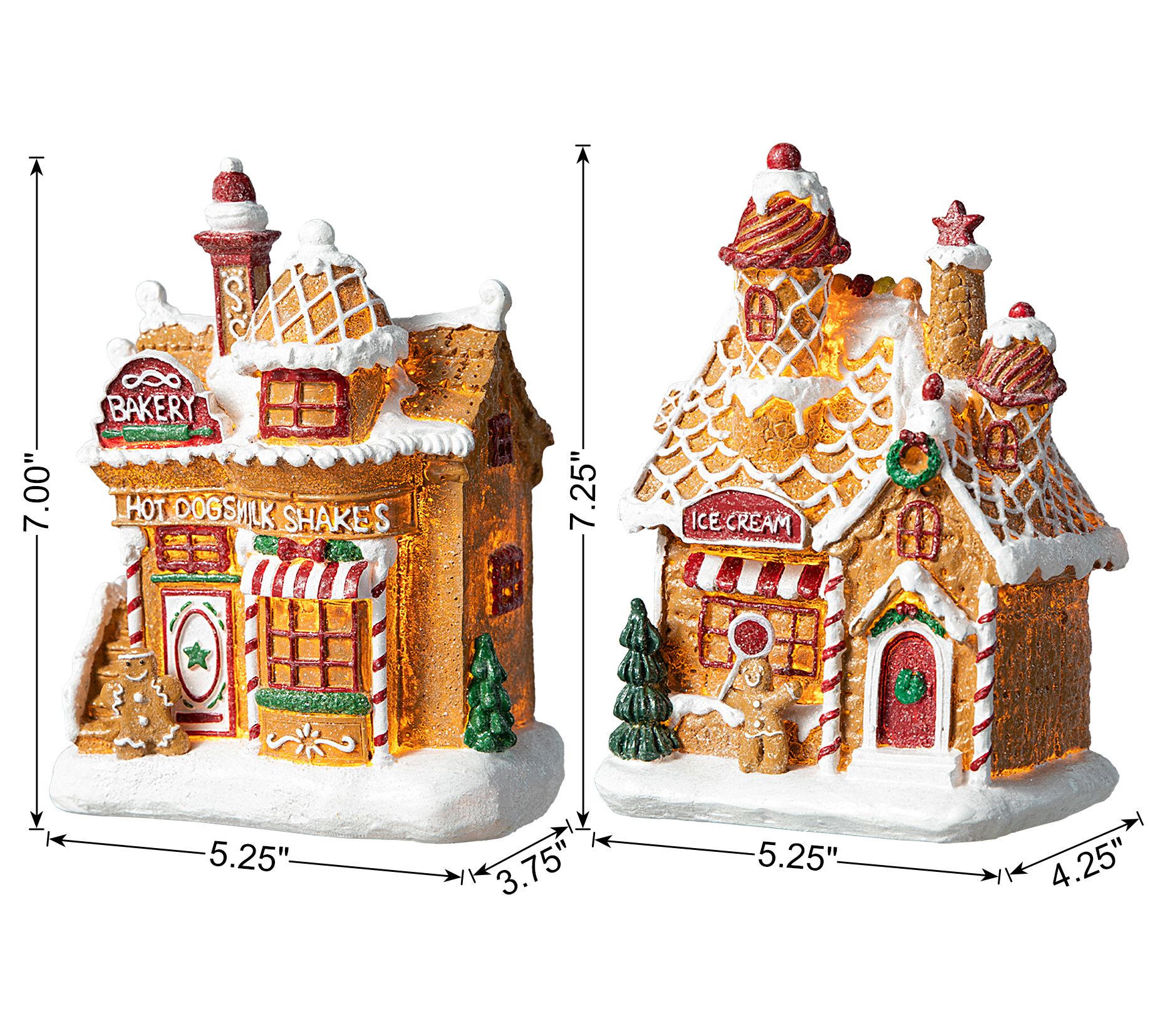 Glitzhome Lighted Christmas Gingerbread HousesTable Decor S/2 - QVC.com