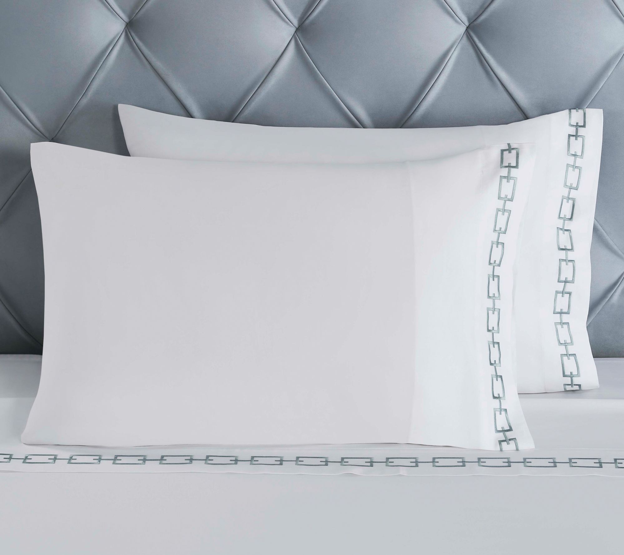 Superior Chain Links Cotton Embroidered Bed Sheet Set-Full - QVC.com