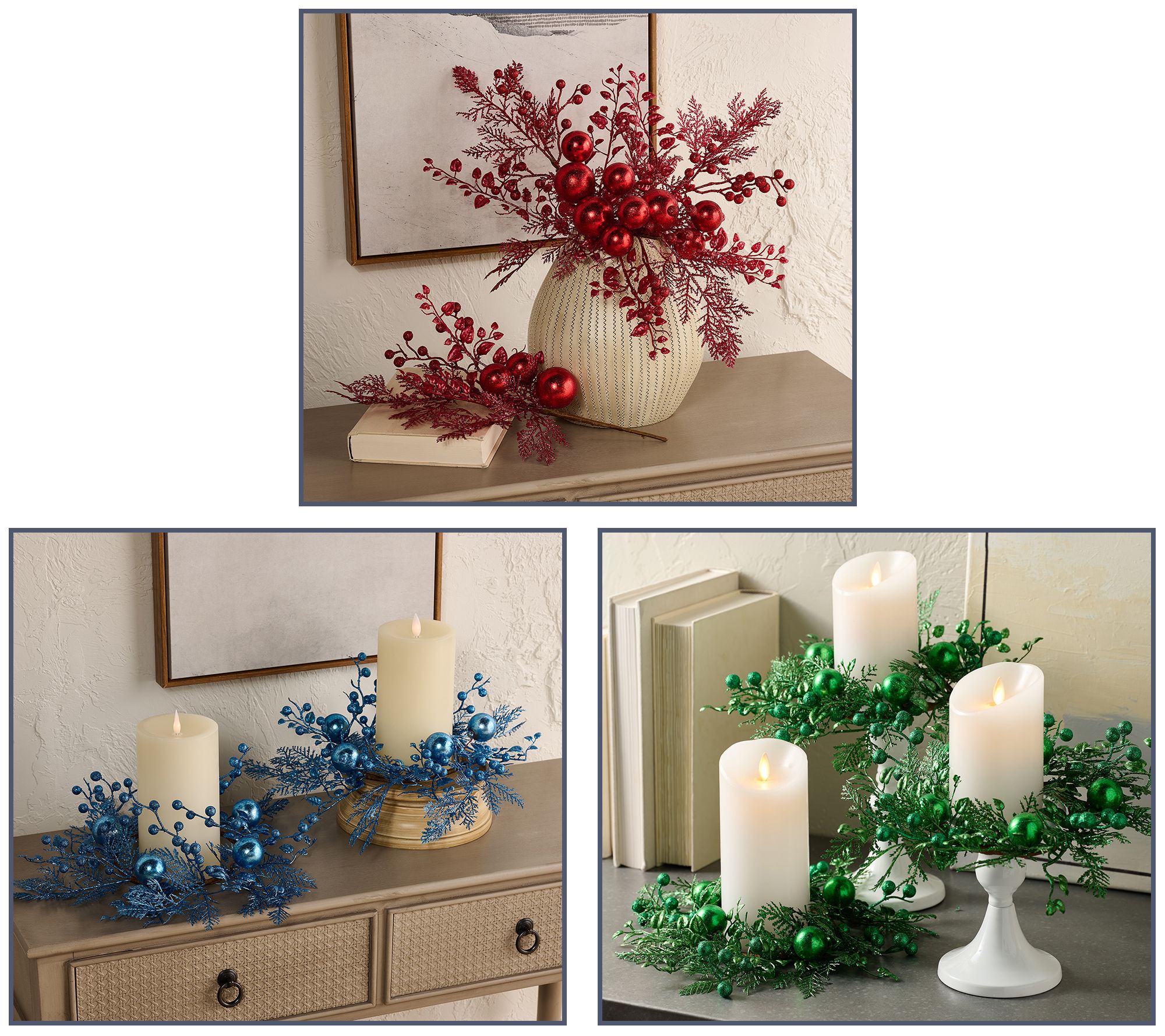 Glitter Leaf and Ornament Candle Rings or Picks by Valerie - QVC.com