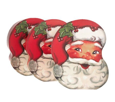Set of 3 Vintage Santa Face Gift Boxes - QVC.com