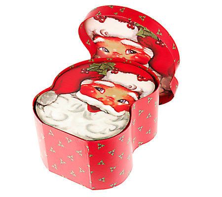 Set of 3 Vintage Santa Face Gift Boxes - QVC.com
