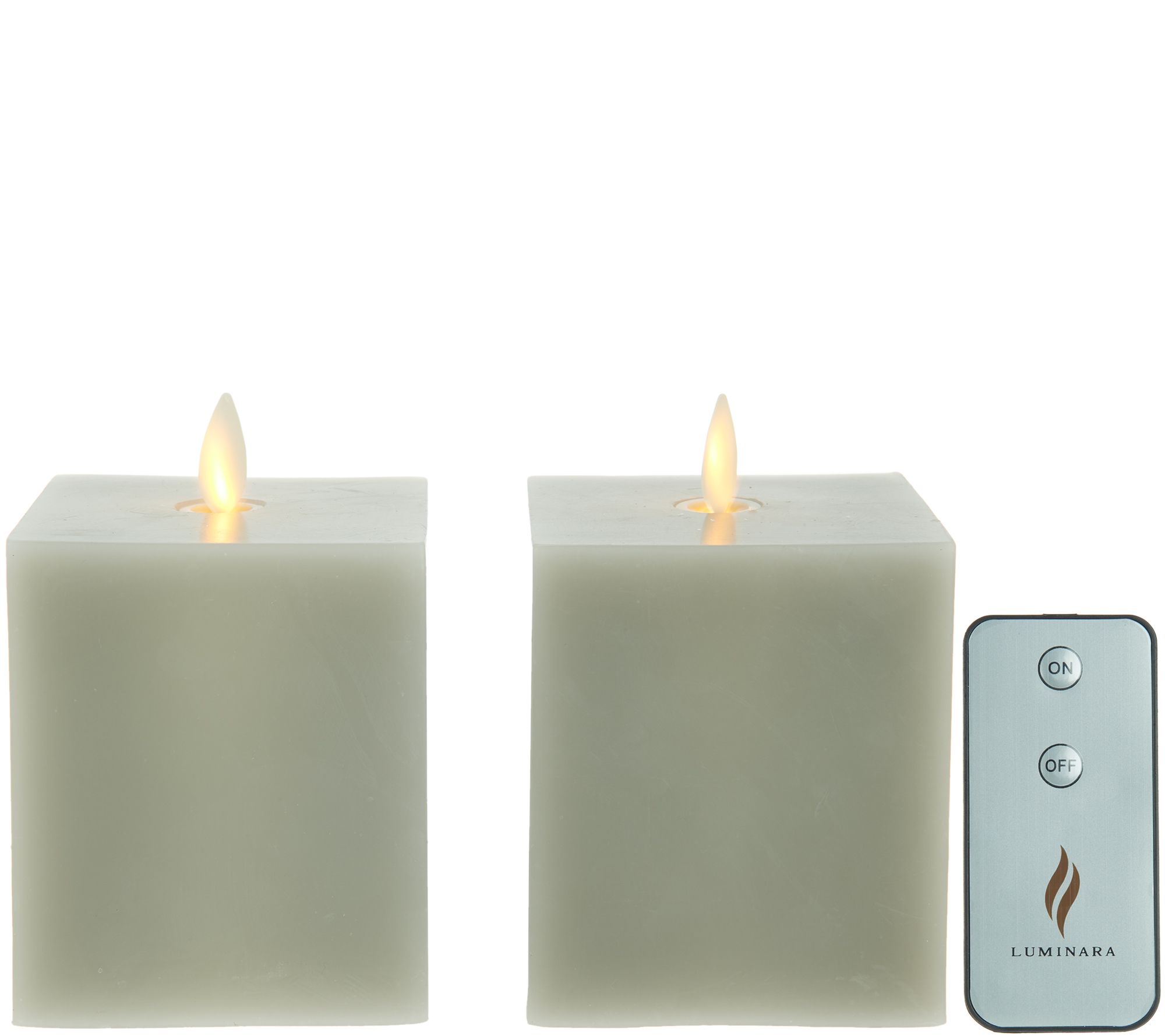 Martha Stewart Set of (2) 4" Flameless Wax Square Shape Pillar Candles ...
