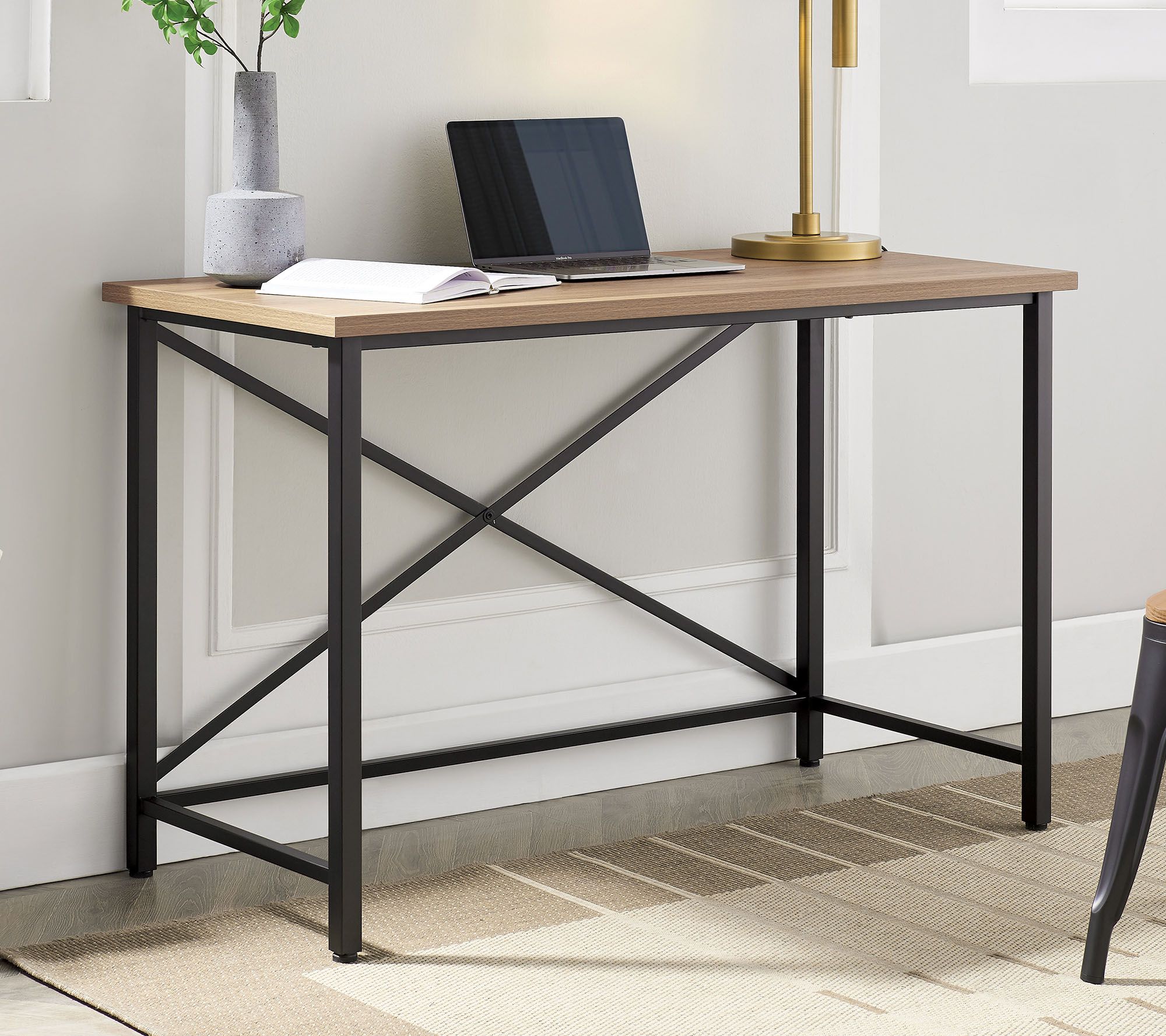 Hudson & Canal Martina Home Office Desk with X-shaped Support - QVC.com
