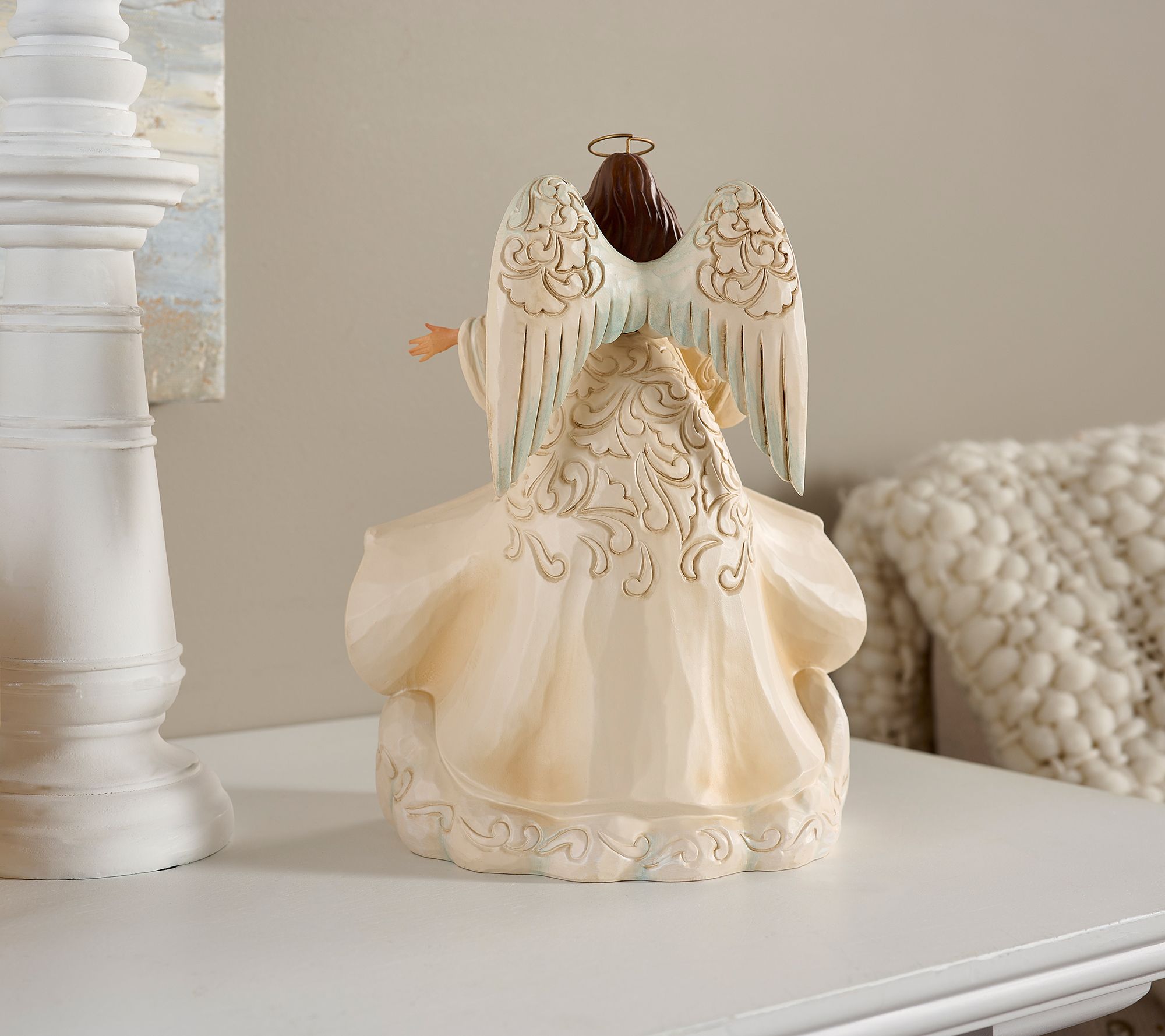 Jim Shore 9" White Woodland Angel with Angels - QVC.com