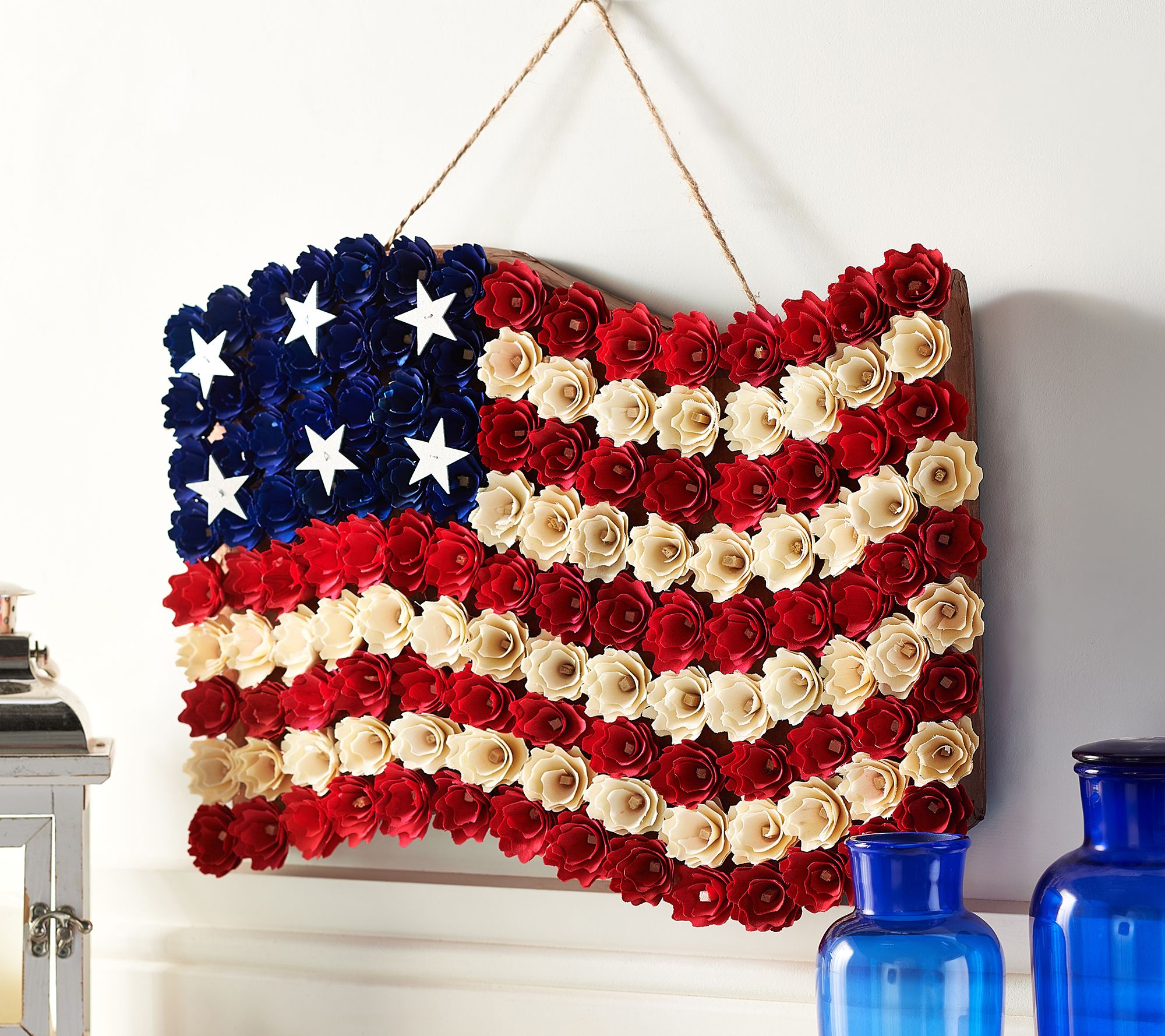 "As Is" Patriotic Wood Curl Flag by Valerie - QVC.com