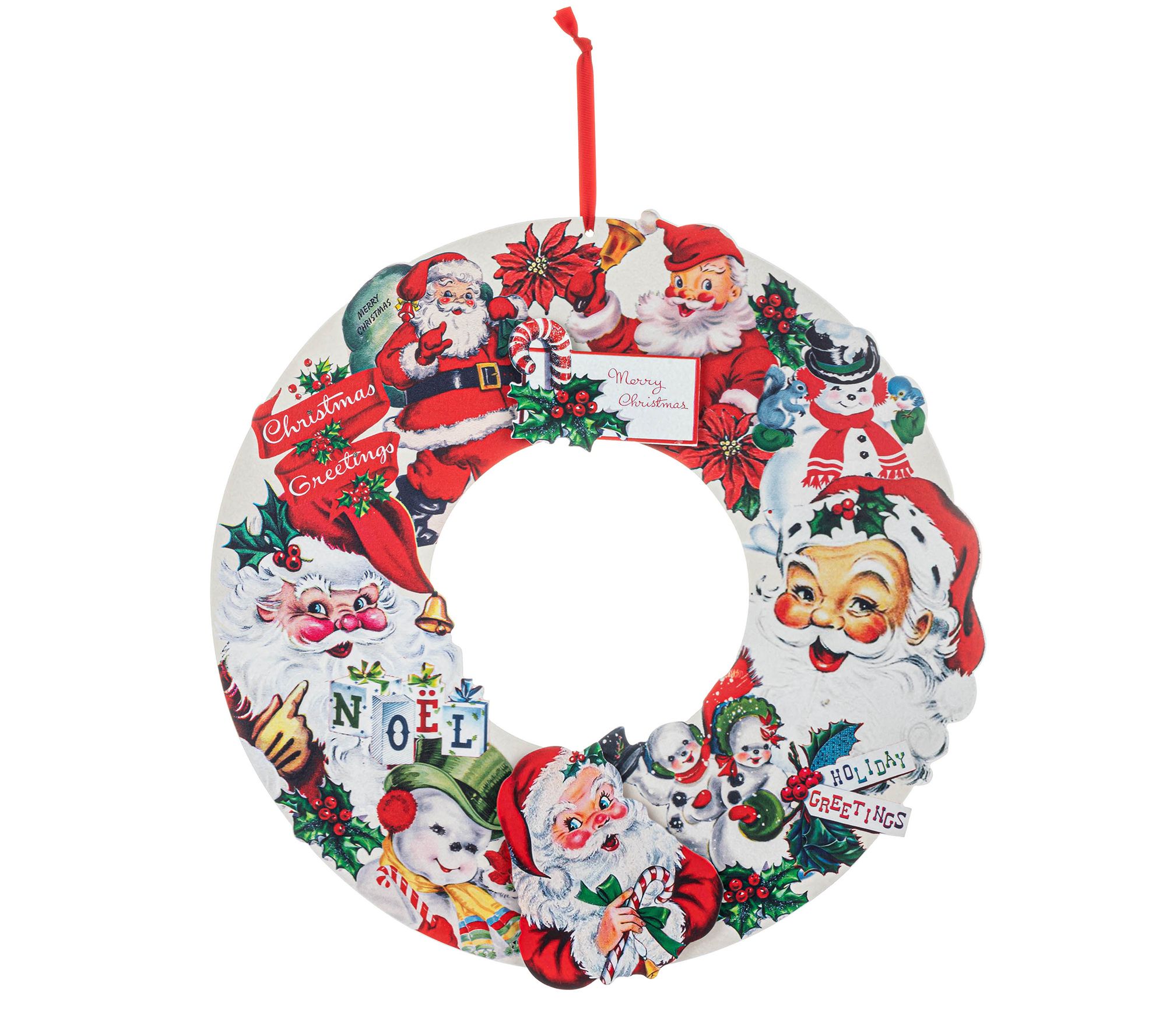 Mr. Christmas 18" Wooden Wreath - Vintage Santa Claus - QVC.com