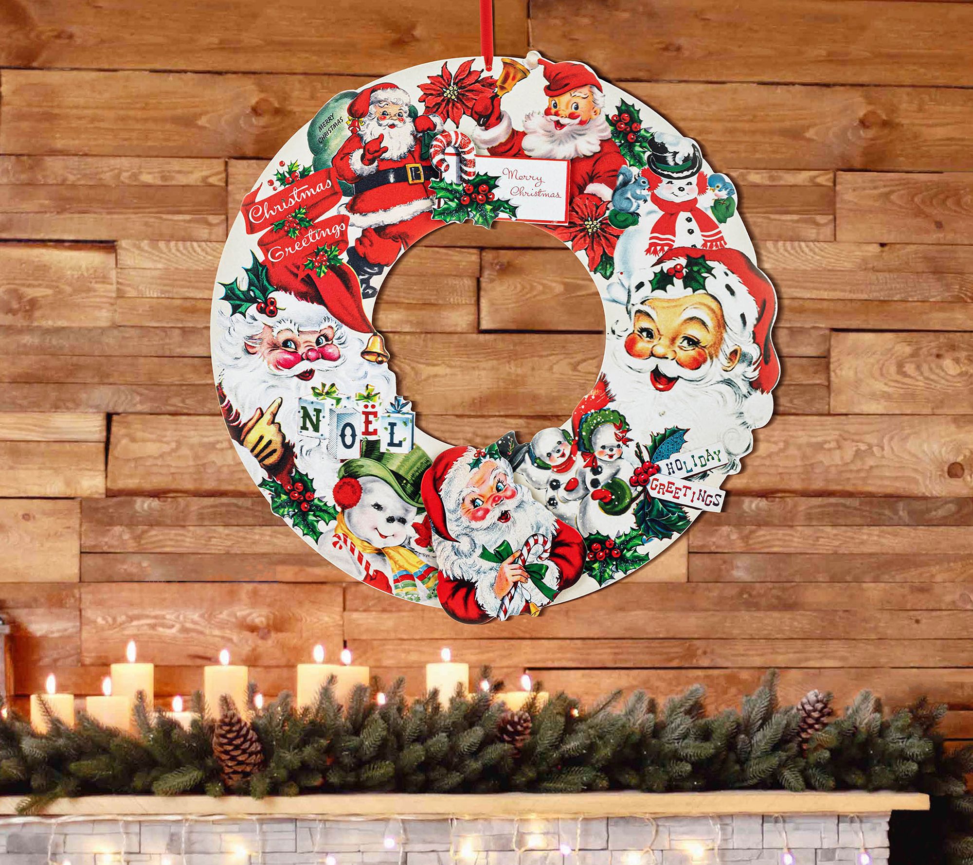 Mr. Christmas 18" Wooden Wreath - Vintage Santa Claus - QVC.com