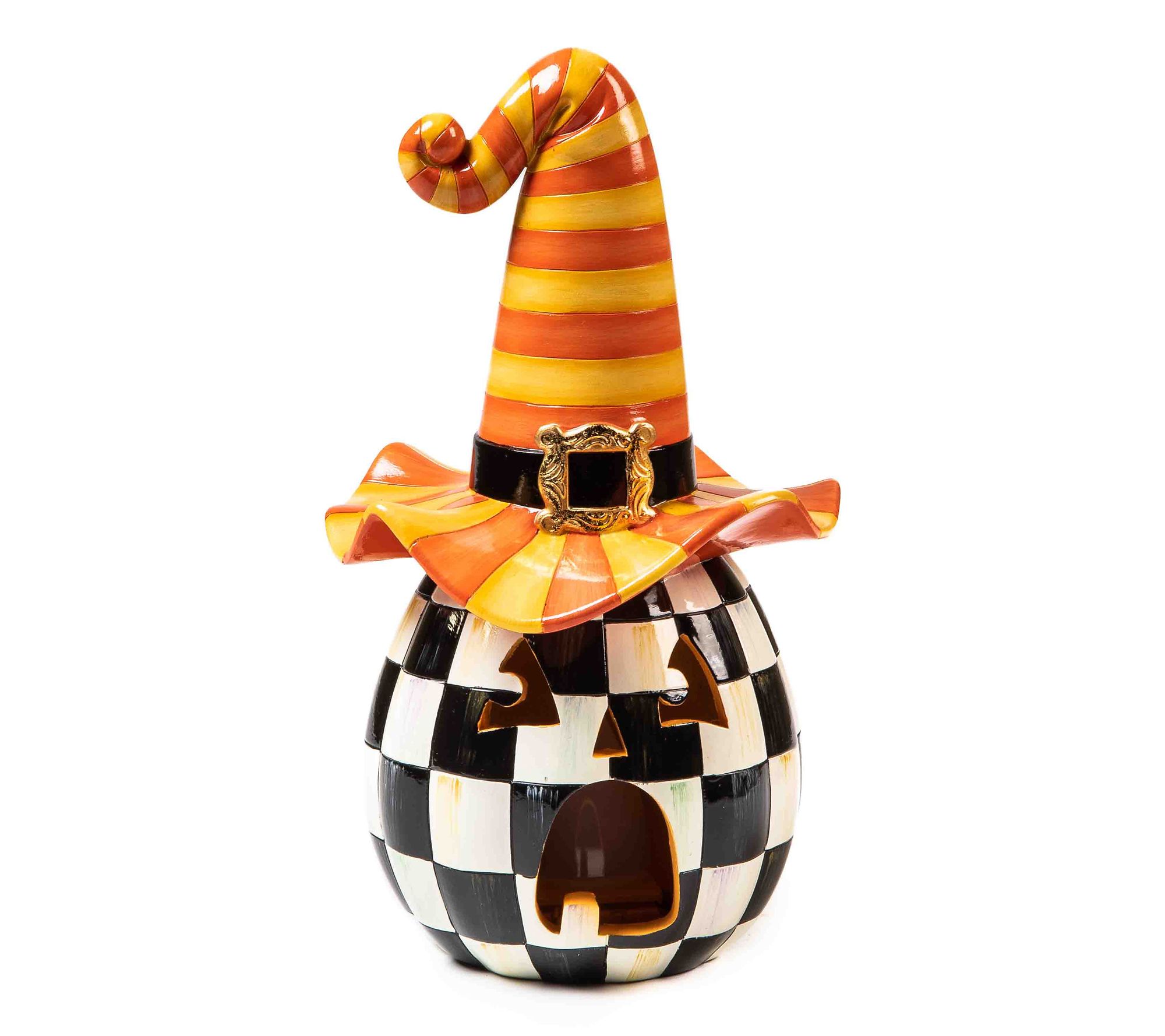 MacKenzie-Childs Illuminated Happy Jack Pumpkin- Orange Hat - QVC.com