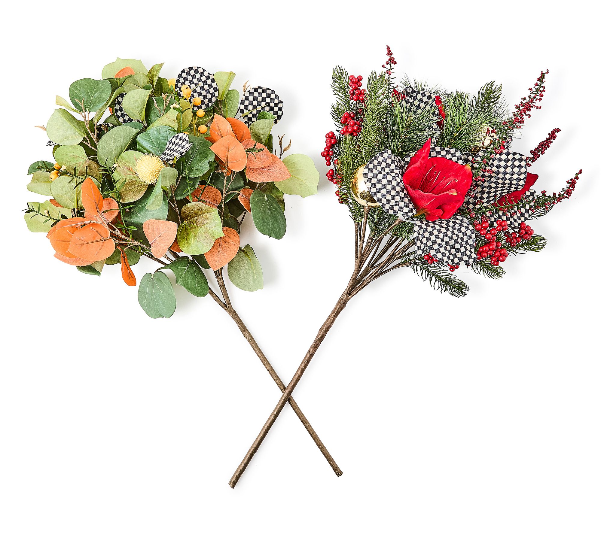 MacKenzie-Childs Fall & Holiday Drop In Arrangements, Set of 2 - QVC.com