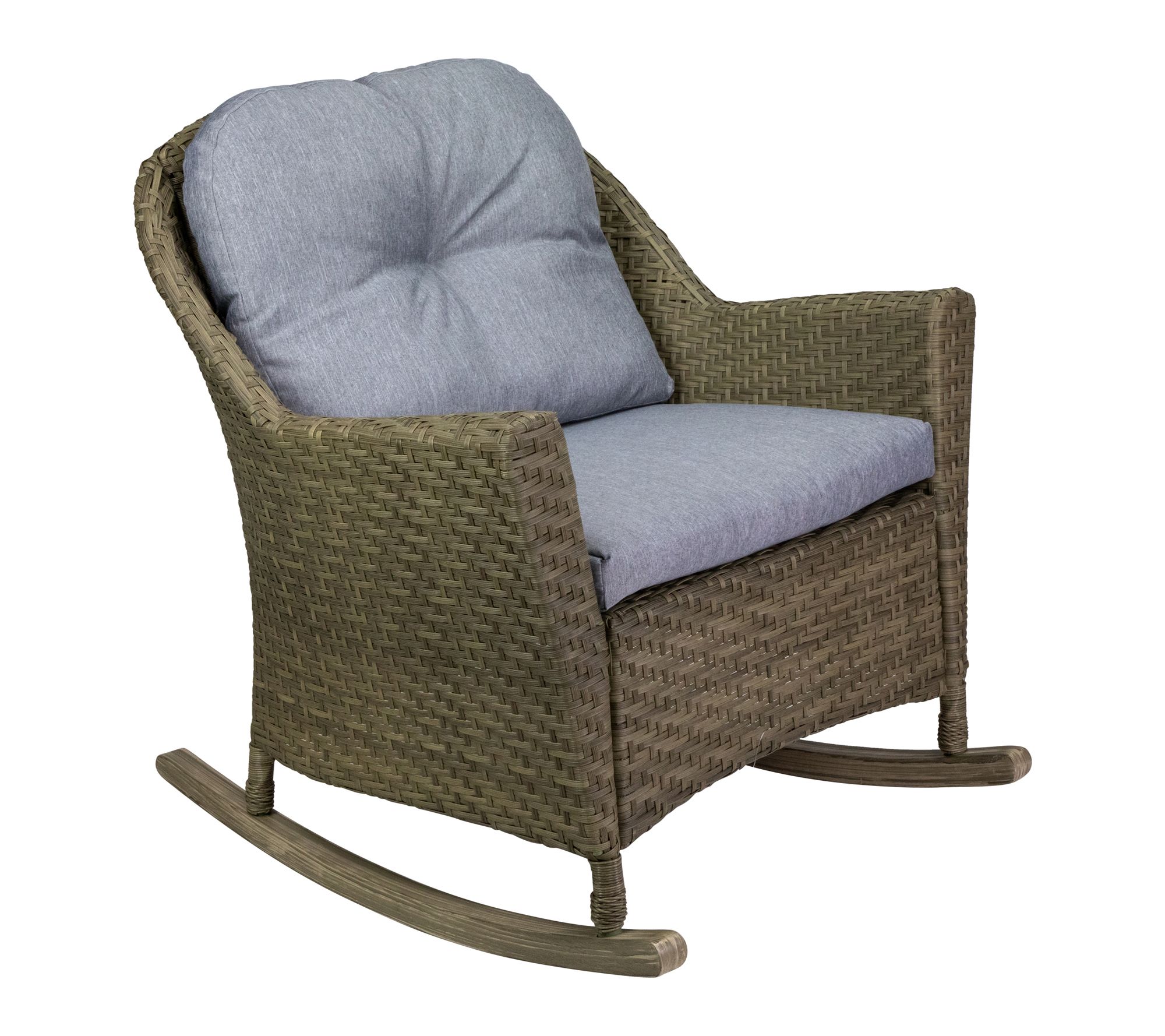 Northlight 34" Gray Resin Wicker Rocker Chair w / Cushions - QVC.com