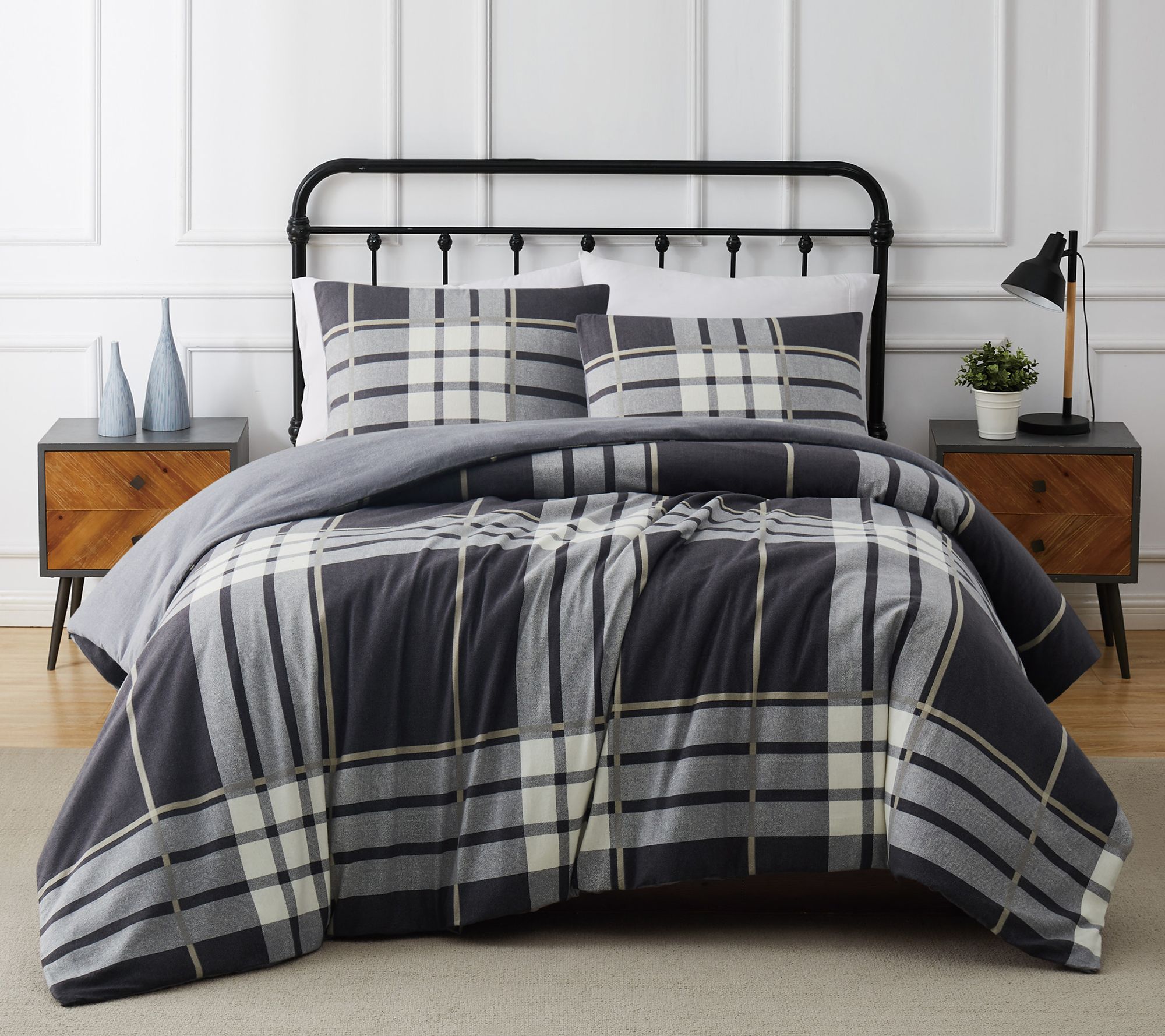 Truly Soft Milo Plaid Full/Queen 3 PC Flannel Comforter Set - QVC.com