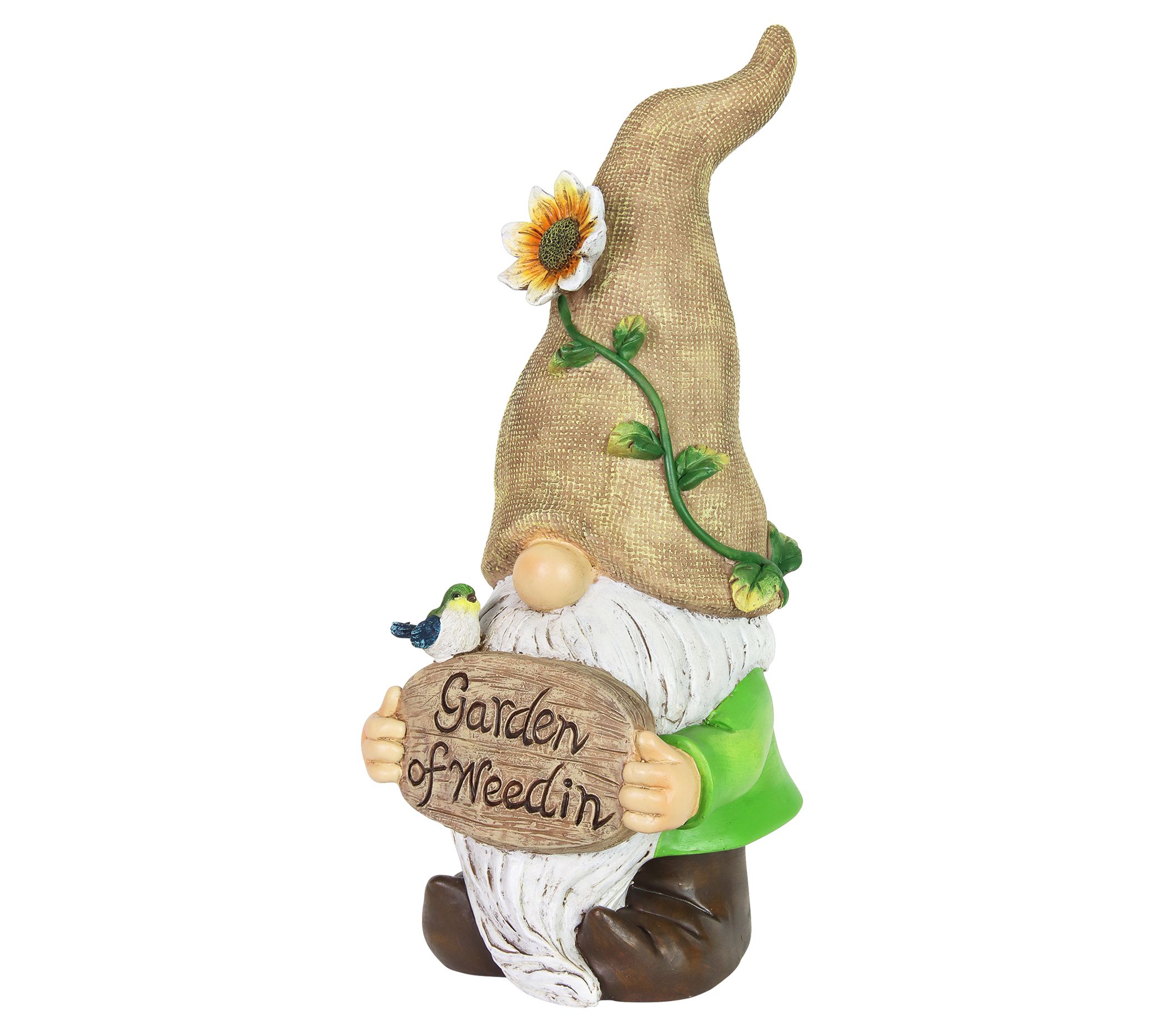 Exhart Gnome with "Weedin" Sign Statuary - QVC.com