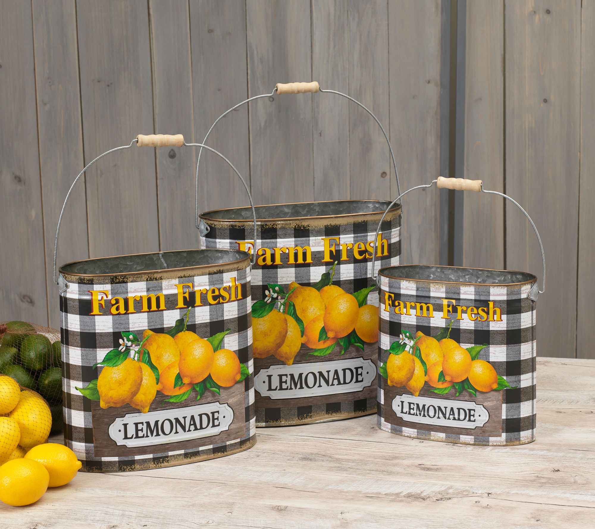 Metal Nesting "Farm Fresh Lemonade" Bucket by Gerson Co. - QVC.com
