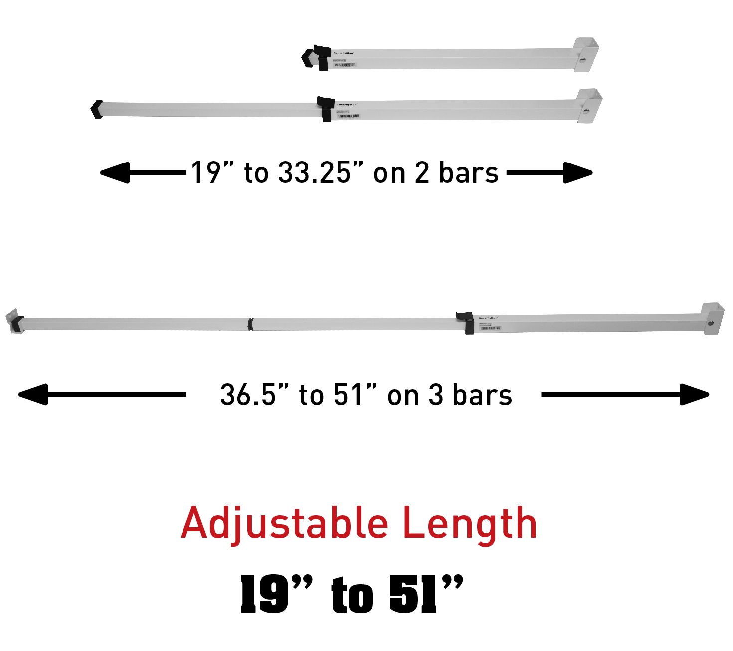 51" Adjustable Sliding Door and Window White Security Lock Bar - QVC.com