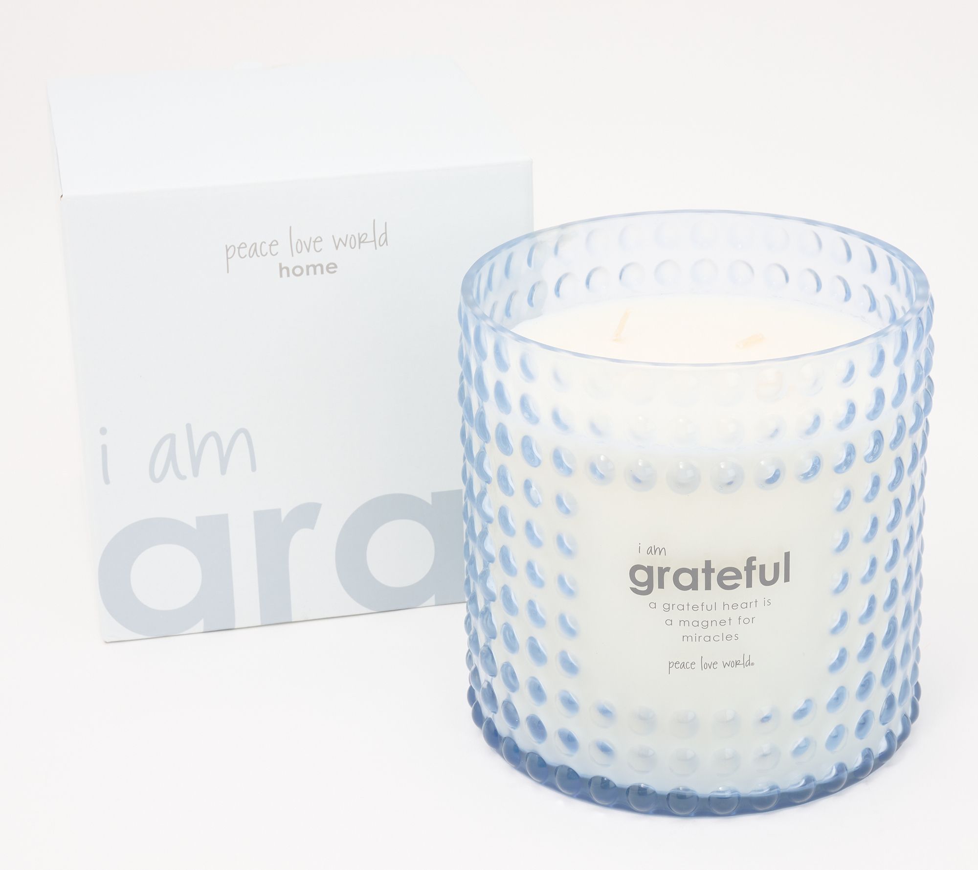 Peace Love World 90oz Jumbo "I am Grateful"Candle with Giftbox - QVC.com