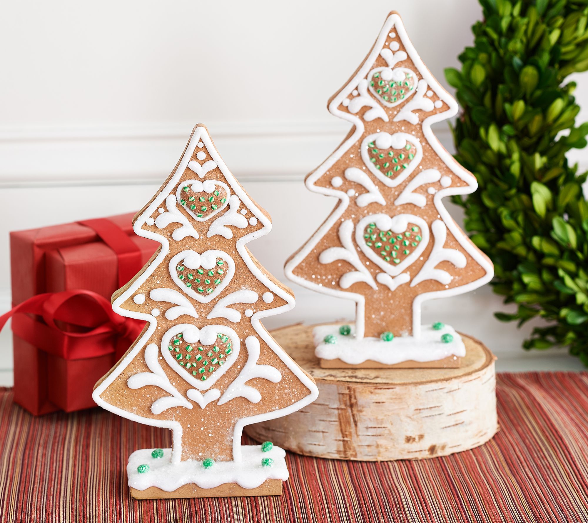 "As Is" 2-Piece Hearts Come Home Gingerbread Trees - Valerie - QVC.com