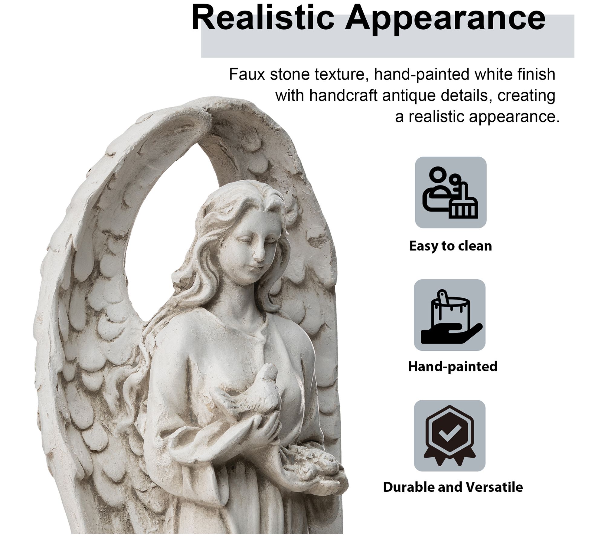Glitzhome 20.5" MGO Standing Archangel Garden Lawn Statue - QVC.com