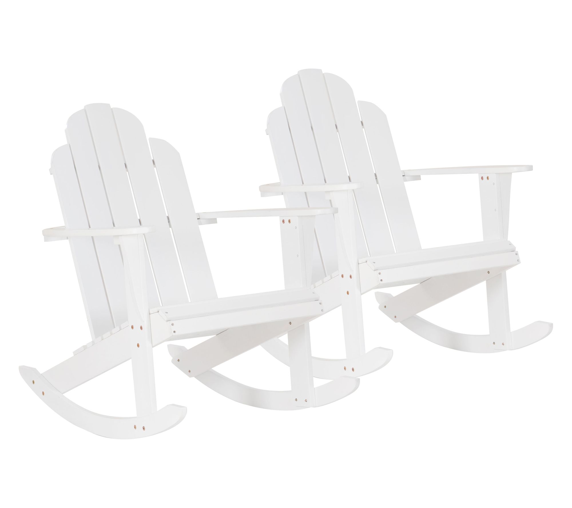 Linon Home White Adirondack Rocking Chairs Setf 2 - QVC.com