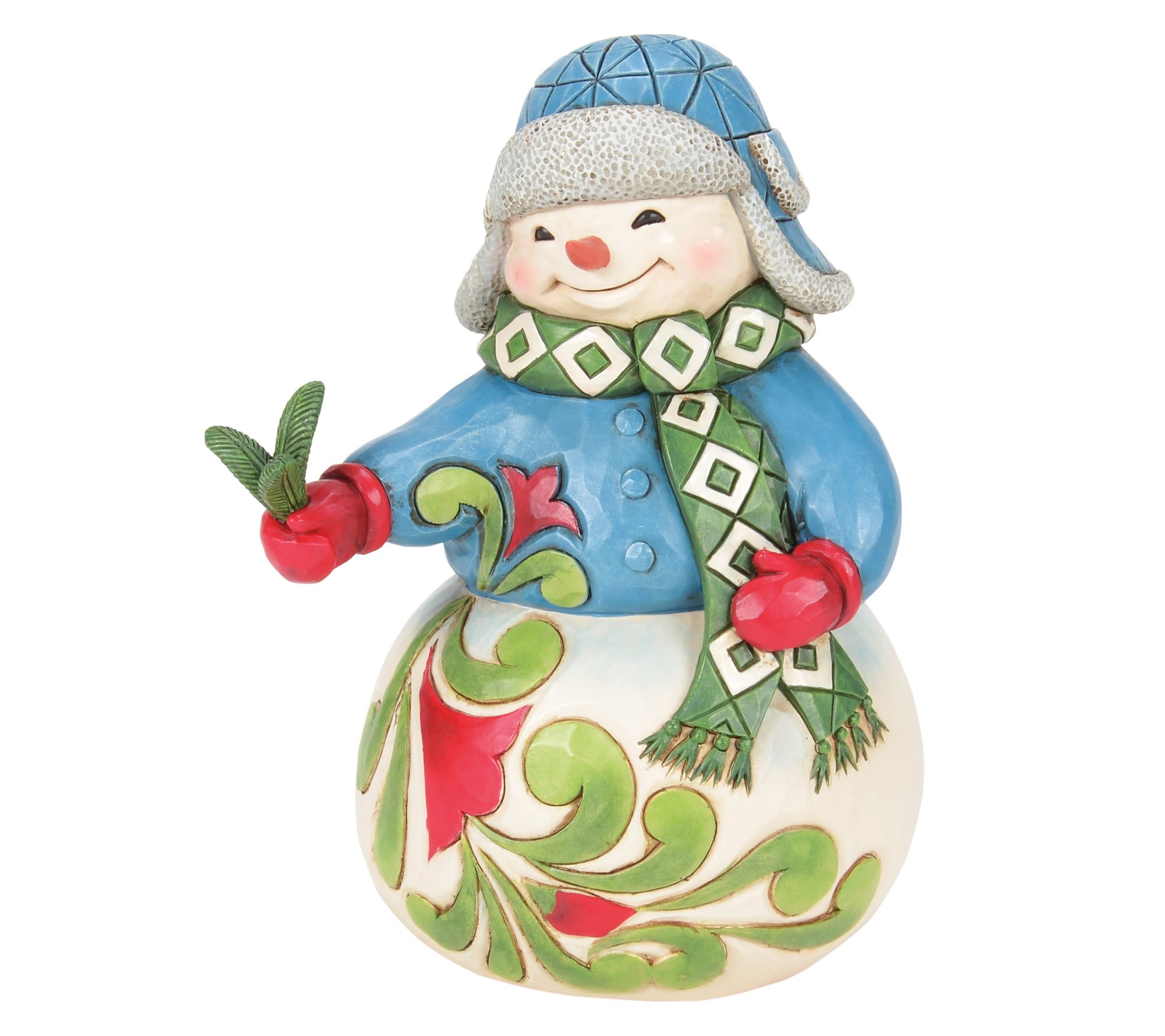 Jim Shore Snowman Evergreen Sprig Figurine 5.8in H - QVC.com