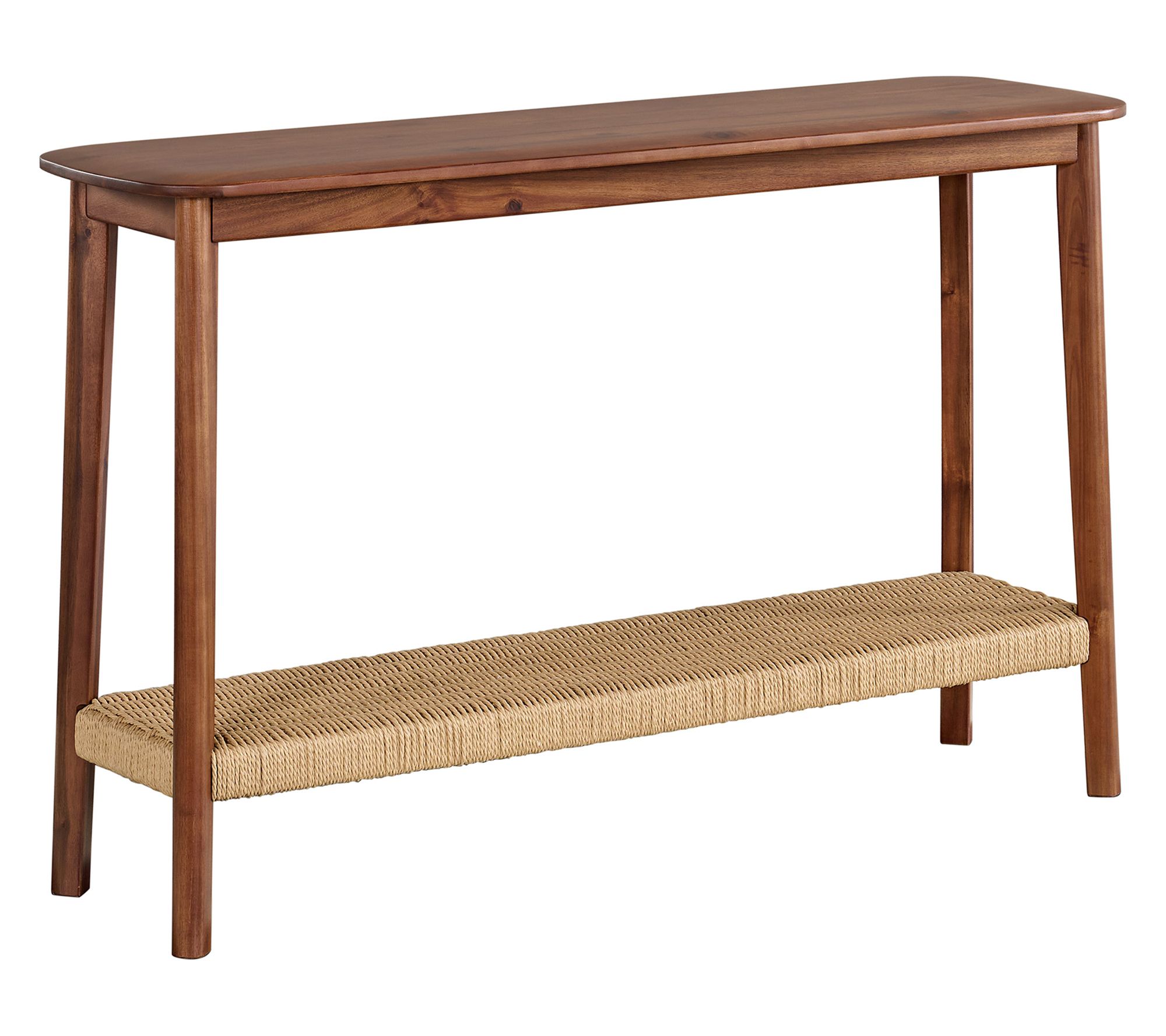 Alaterre Furniture Calais Console Entryway Table Woven Shelf - QVC.com
