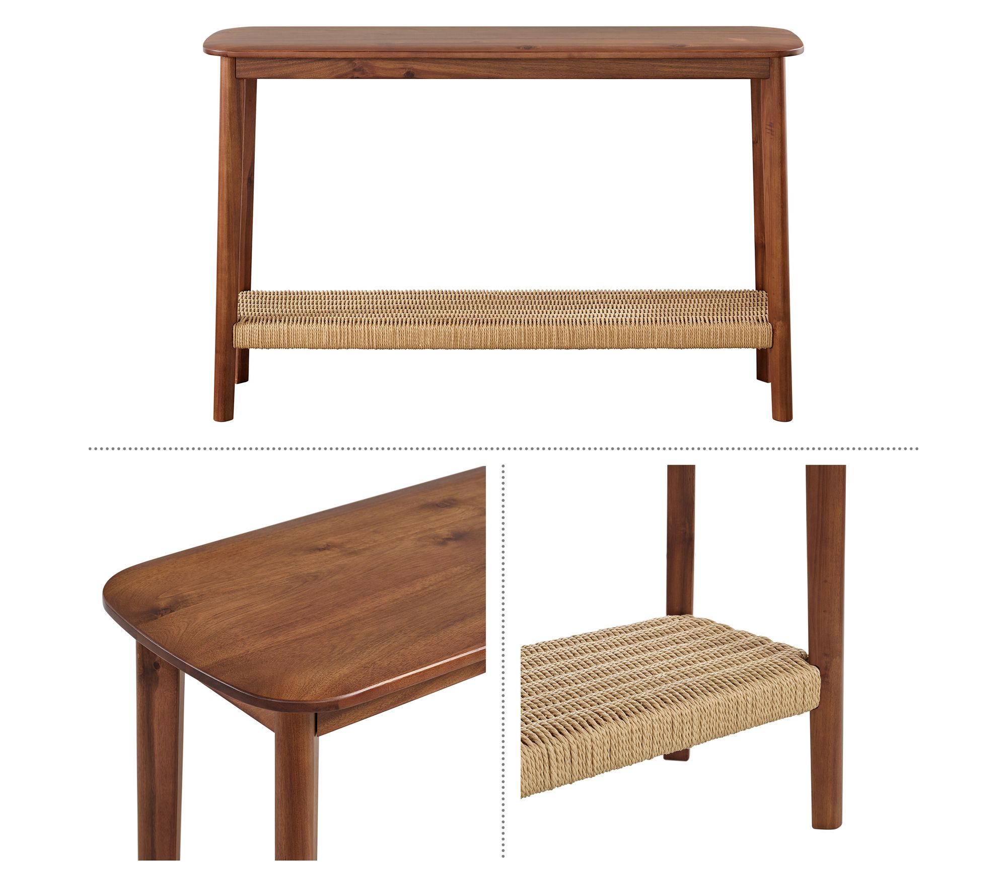 Alaterre Furniture Calais Console Entryway Table Woven Shelf - QVC.com