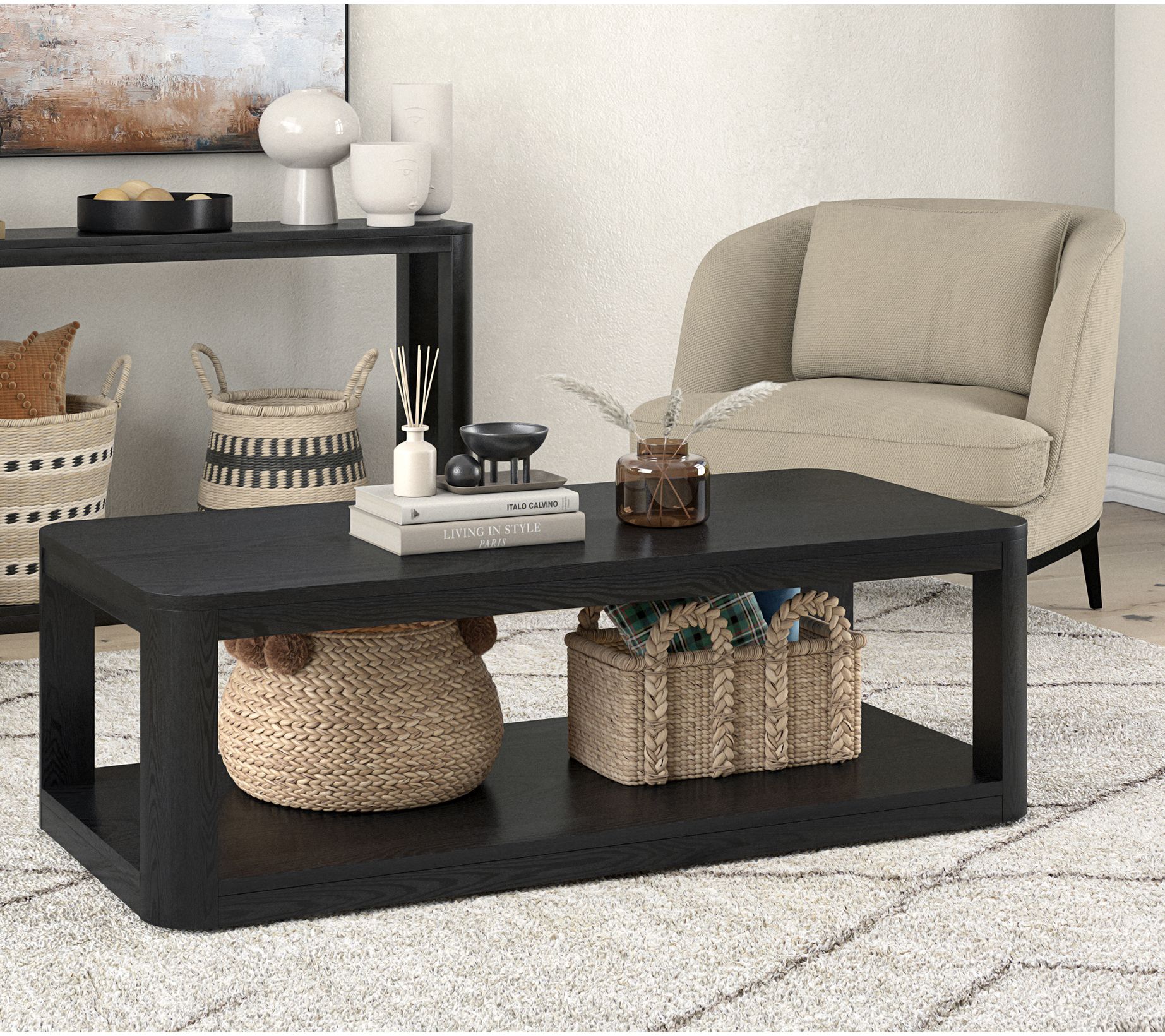 Hudson&Canal Stellan 47" Wide Rectangular Coffee Table - QVC.com