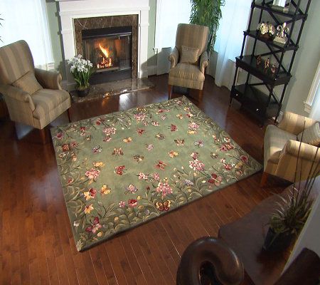 Royal Palace Butterfly Harmony Handmade Wool Rug - QVC.com