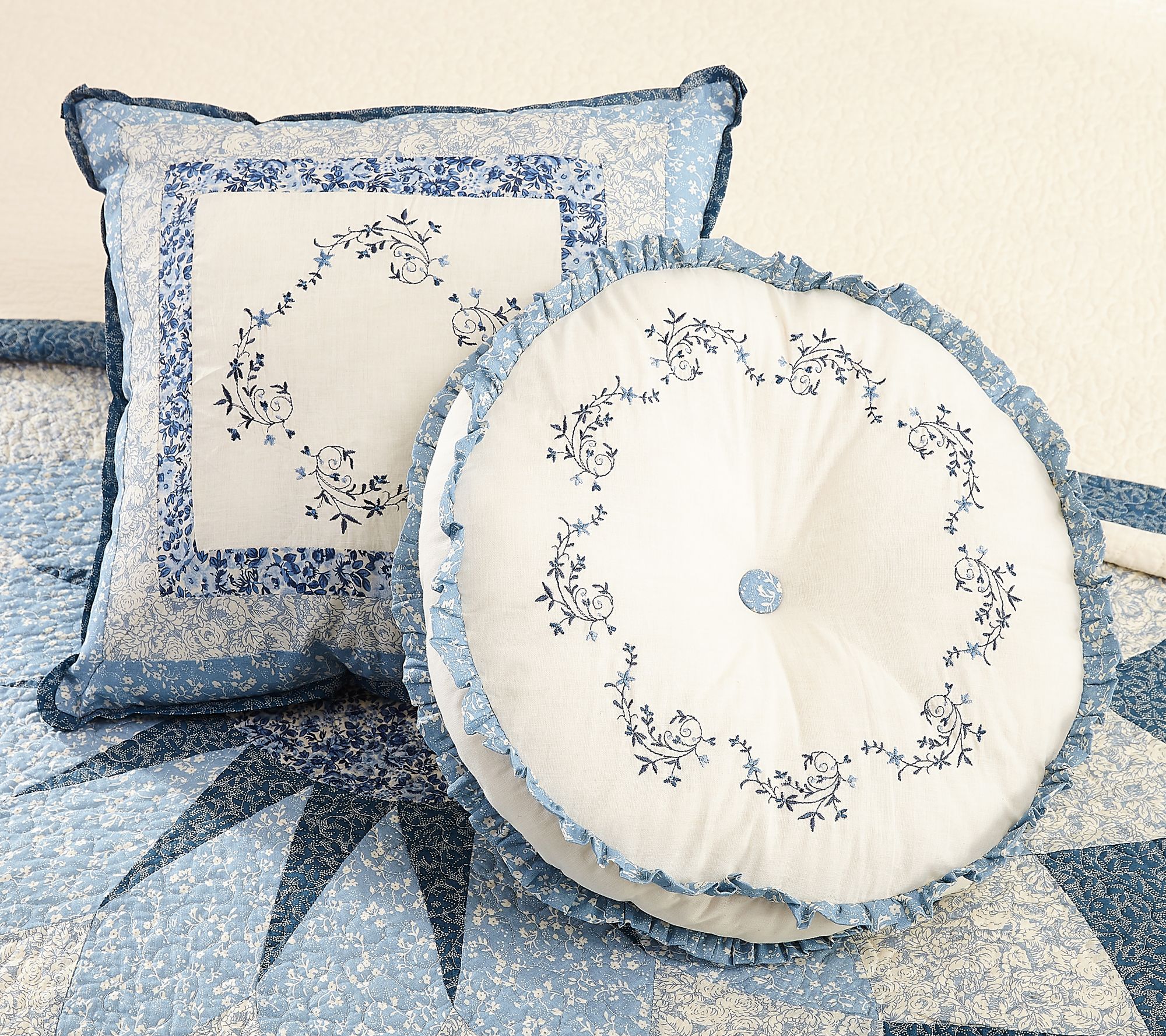 Modern Heirloom Charlotte Embroidery Square Pillow - QVC.com