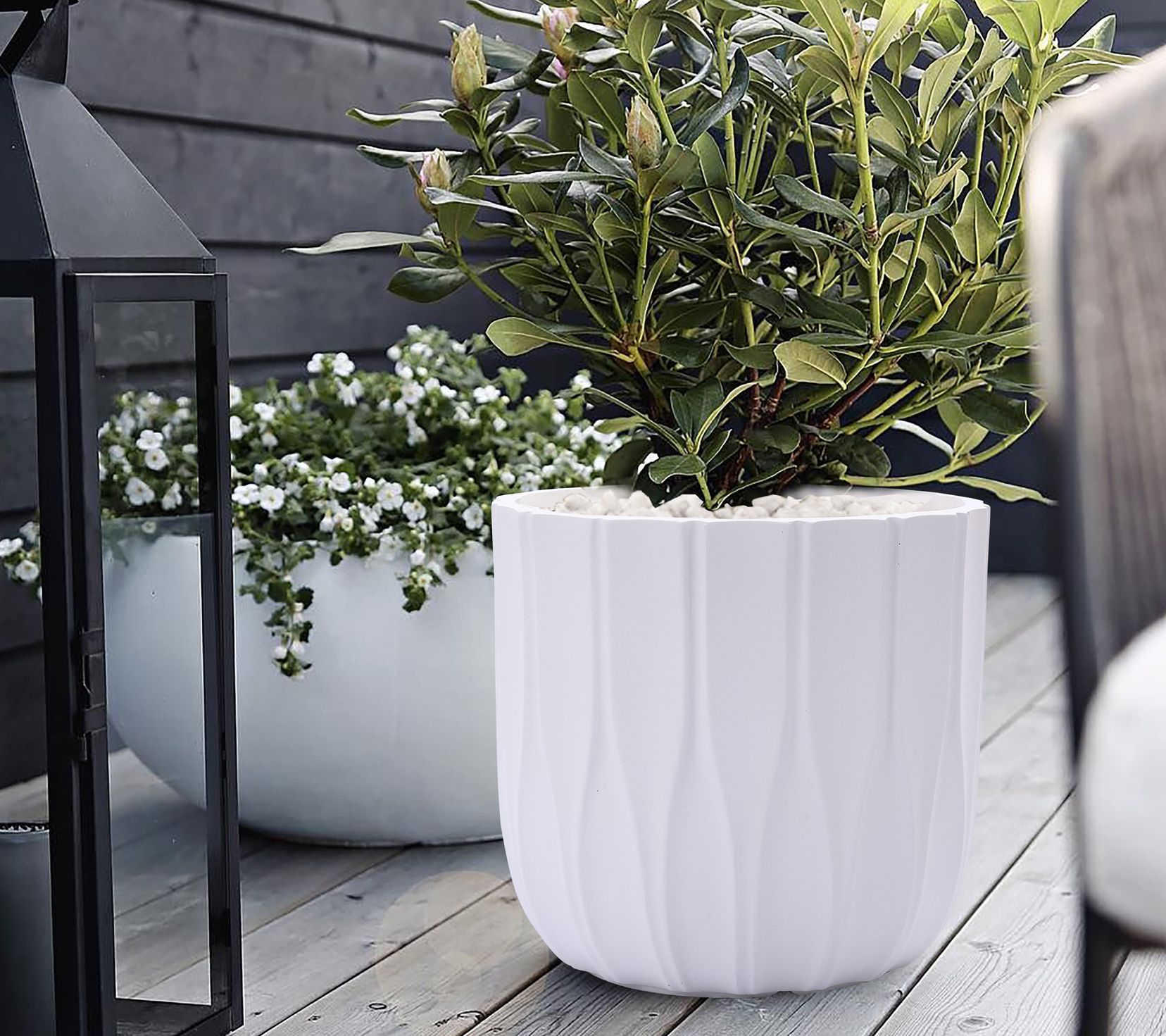 LuxenHome White MgO 14.5" Round Planter - QVC.com