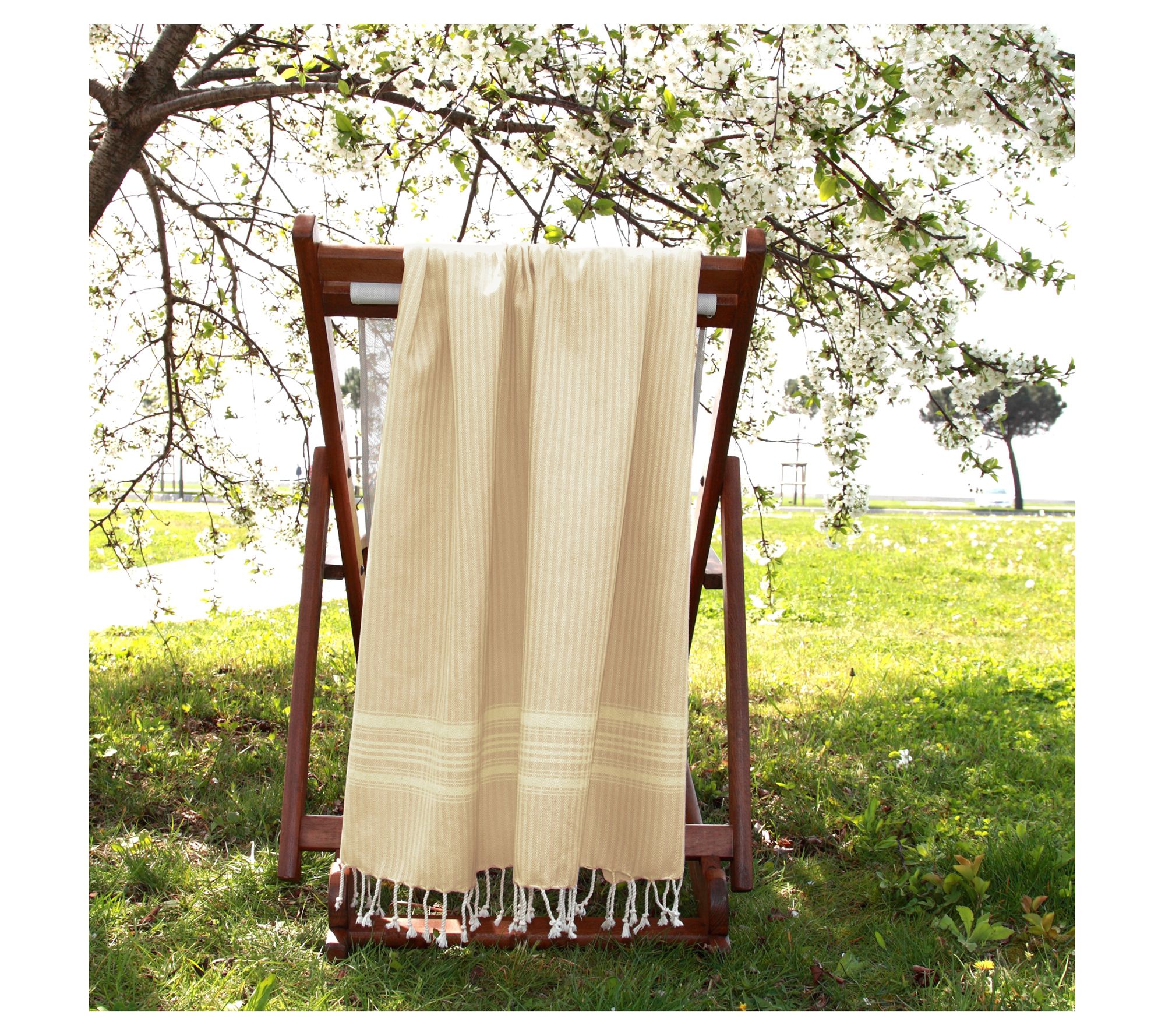 Linum Home Textiles 2PC Luxe Herringbone Pestemal Beach Towel - QVC.com