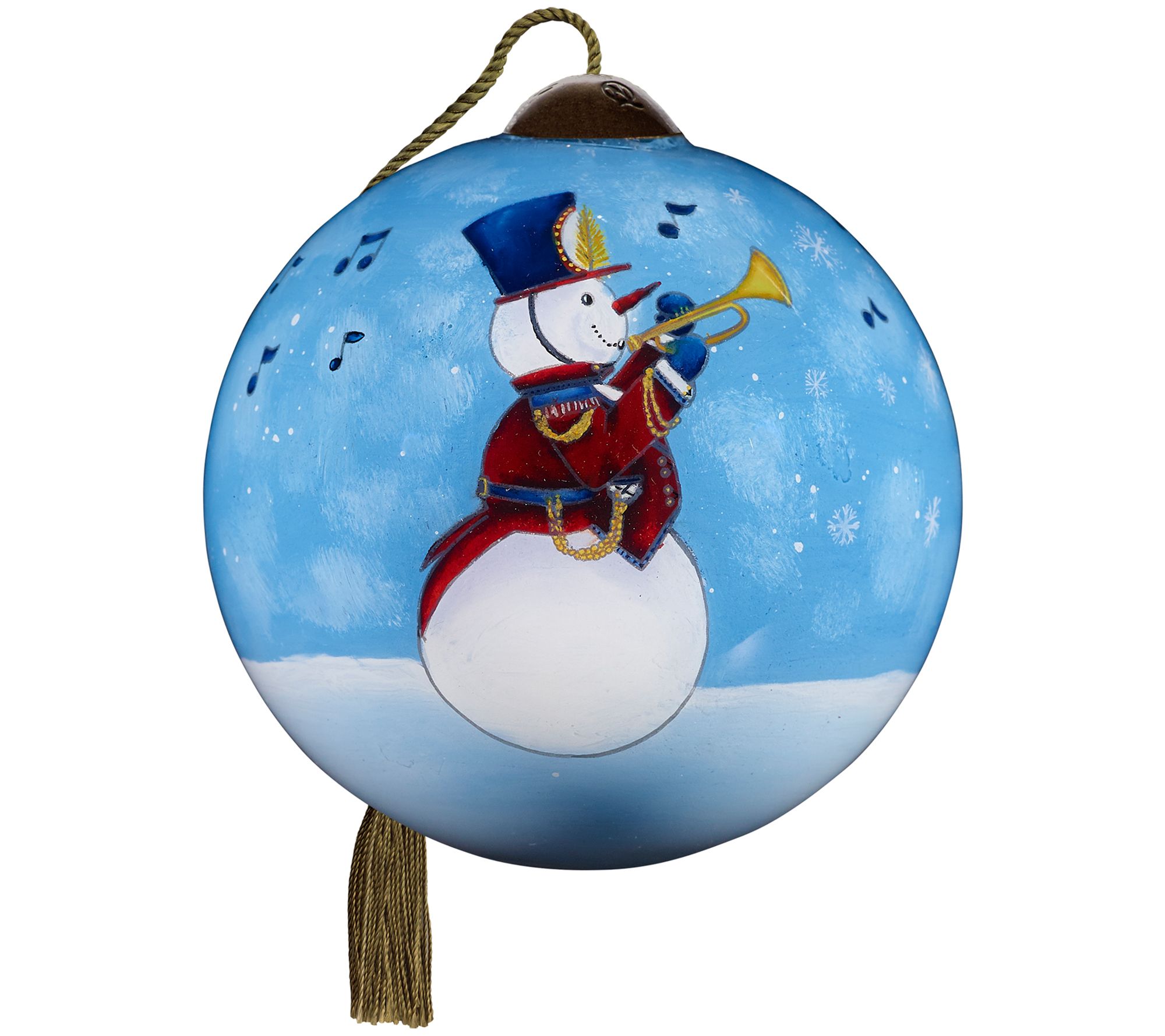 Ne'Qwa 2.5" Snowman In Band Uniform With Trumpet Ornament - QVC.com