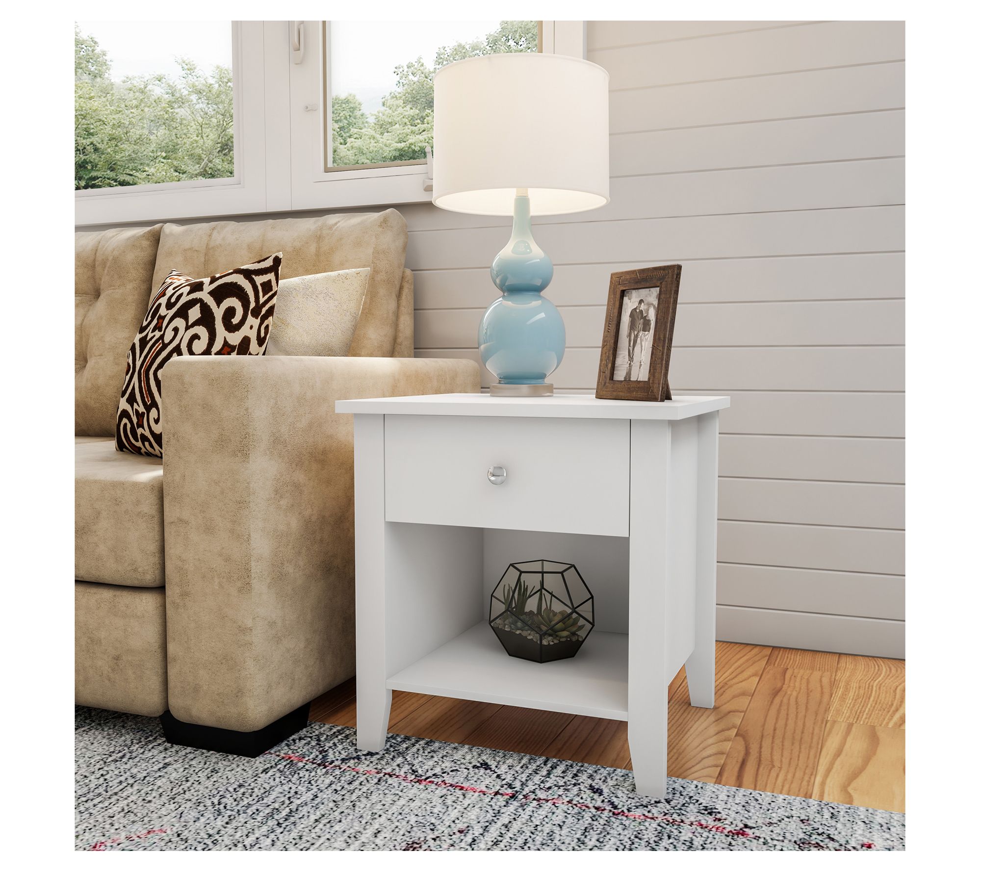 Lavish Home 2 End Tables Bedside Tables Drawerand Storage - QVC.com
