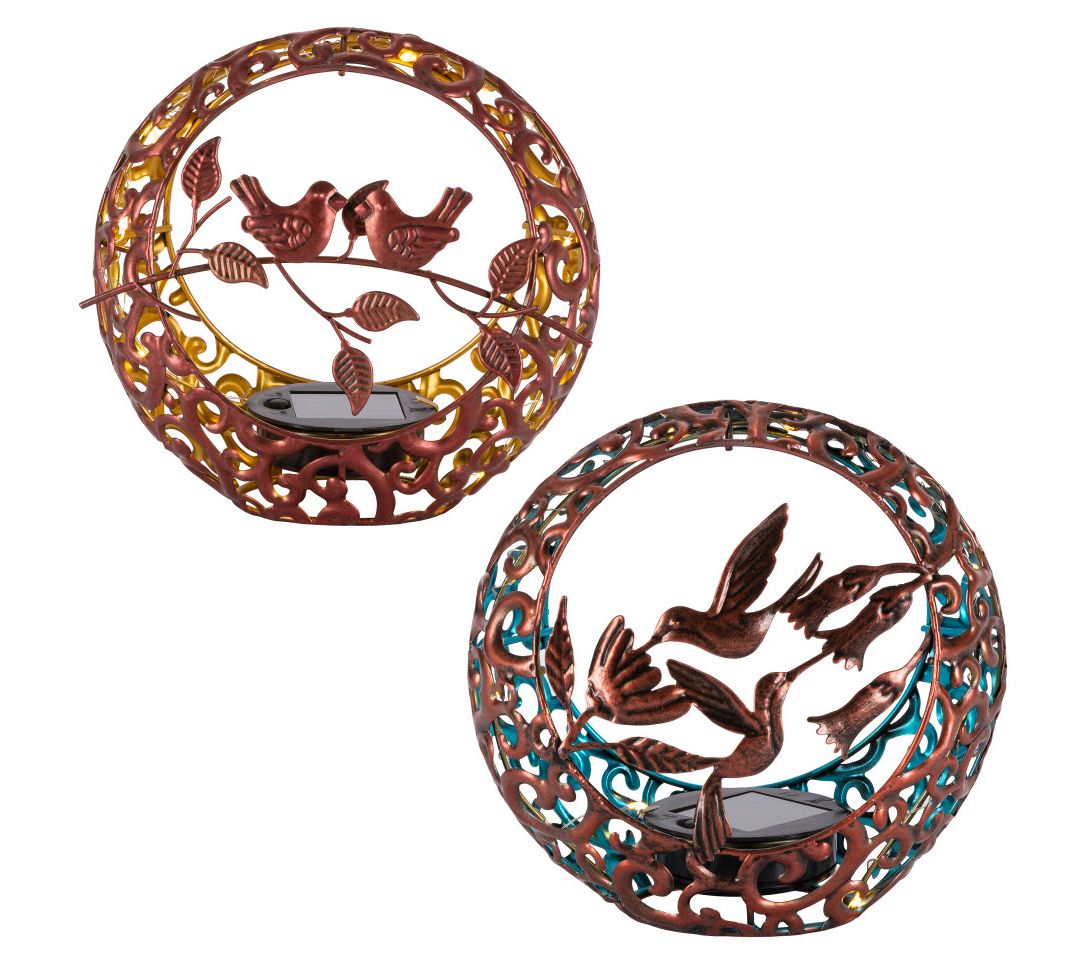 7.09 in. Solar Spring Bird Decor Set of 2 by Garden Meadow - QVC.com