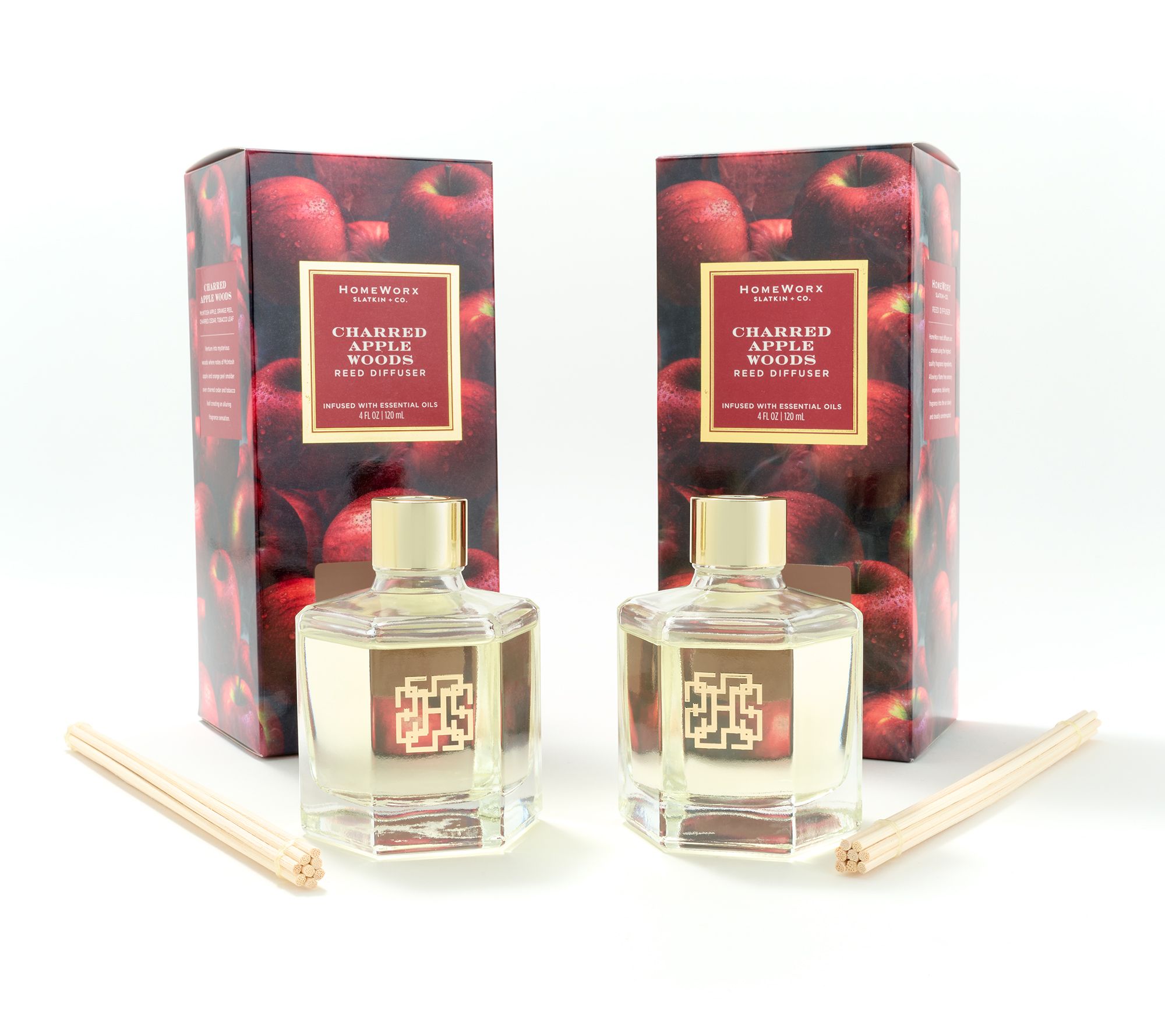 "As Is" HomeWorx by Slatkin + Co. S/2 Charred Apple Diffusers - QVC.com