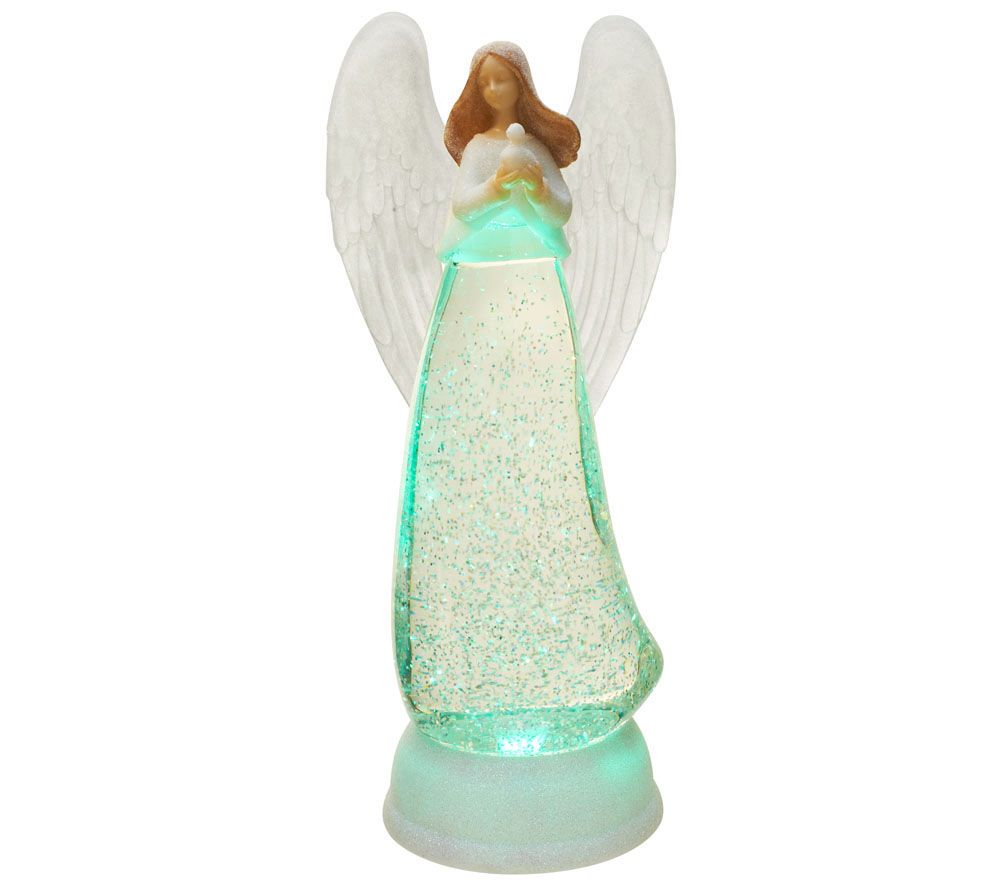 "As Is" 12" Inspirational Glitter Angel with Timer by Valerie - QVC.com