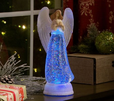 "As Is" 12" Inspirational Glitter Angel with Timer by Valerie - QVC.com