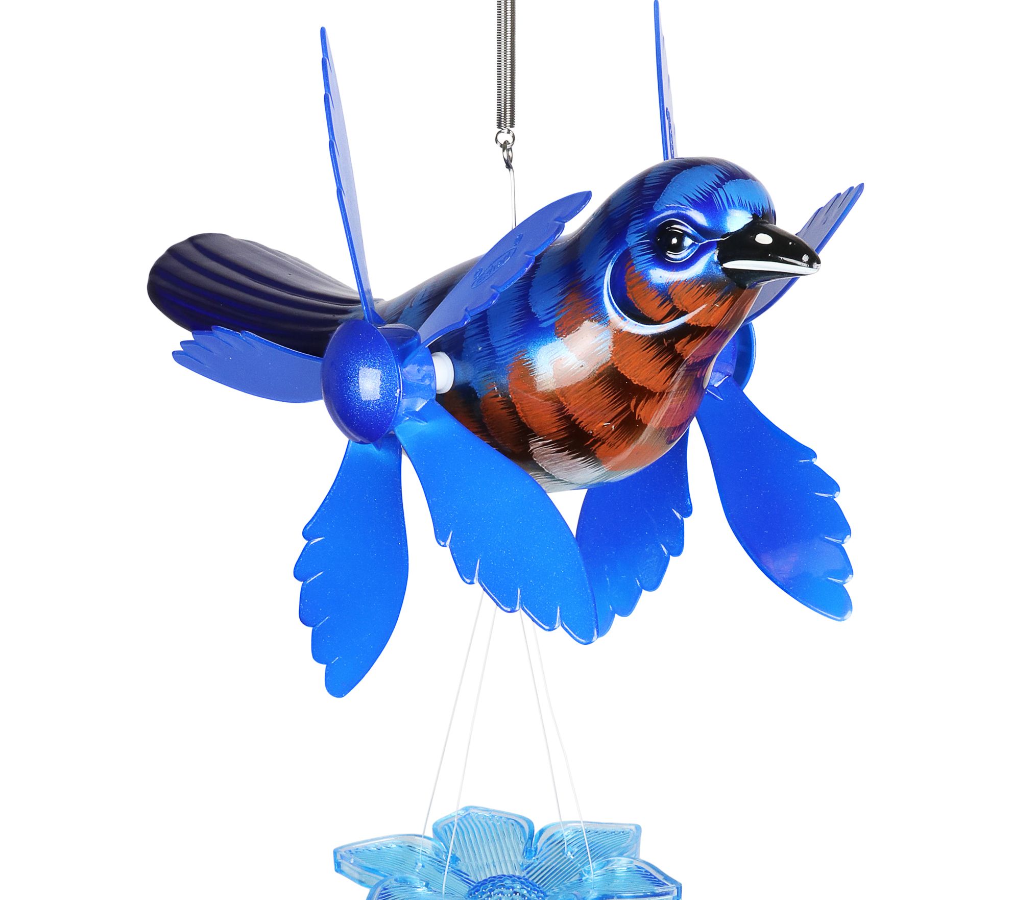 Exhart Blue Bird Spinning Wings Wind Chime - QVC.com